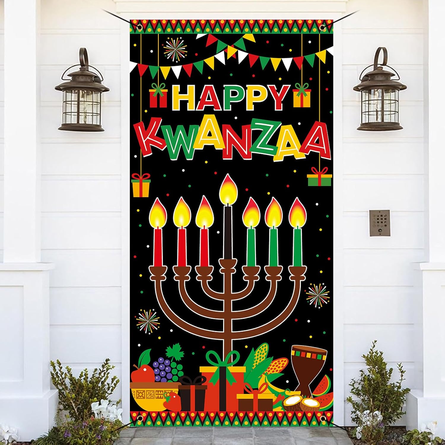 Amazon.com: PGSWEER Happy Kwanzaa Door Cover - Indoor/Outdoor Hanging ...