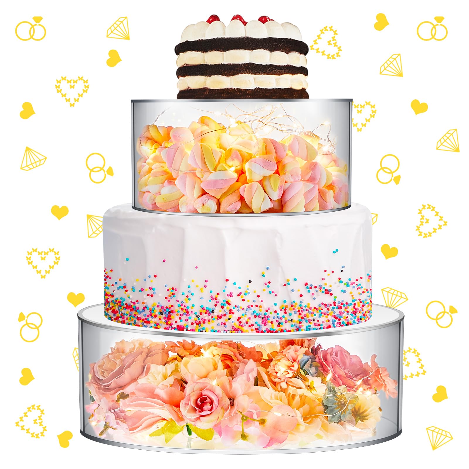 Amazon.com: Sunnyray 2 Pcs Acrylic Cake Stands for Dessert Table Clear ...