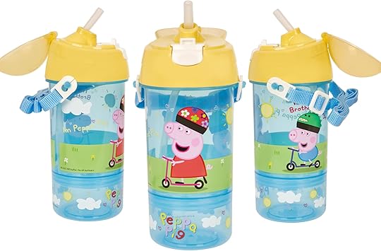 Peppa Pig Snack & Sip Water Bottle & Snack Pot – Reusable Kids 400ml PP ...
