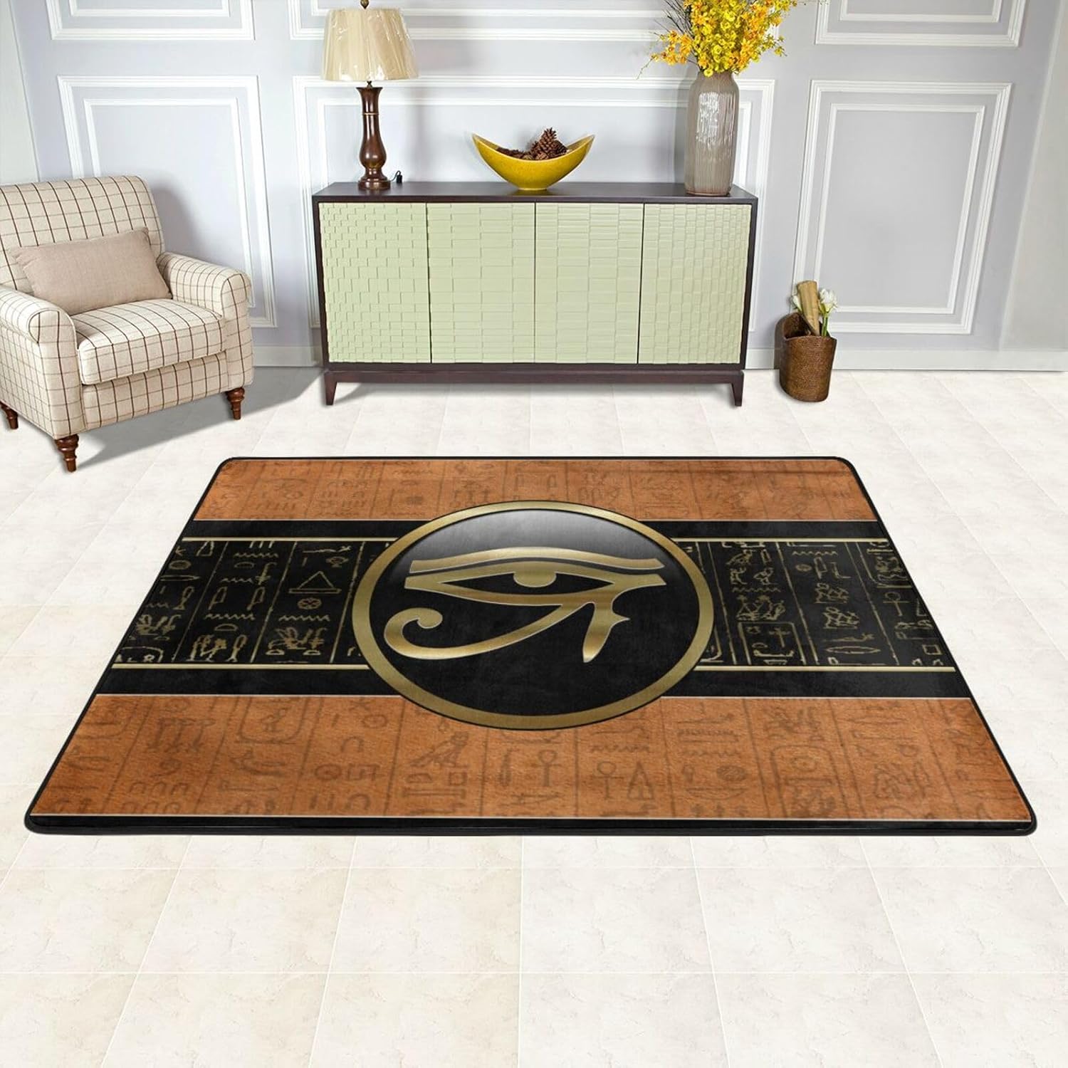 Amazon.com: Ancient Egyptian Goddess Golden Eye of Horus Rugs, Non-Slip ...