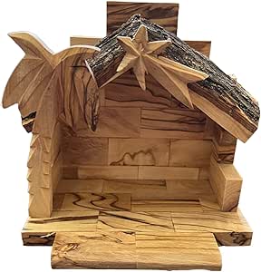 Amazon.com: Olive Wood Nativity Set Manger Stable 4.75" high. Made in ...