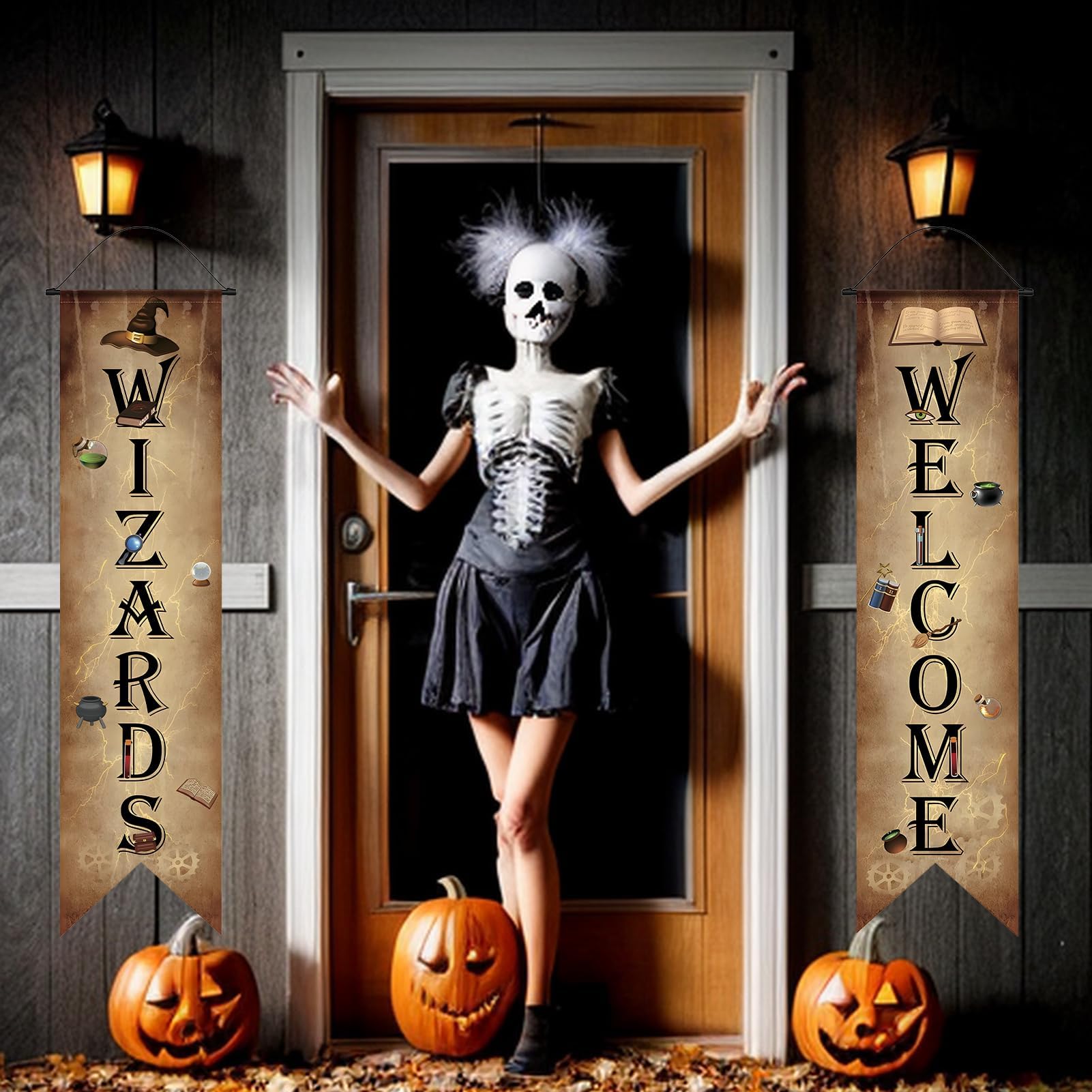 Amazon.com: Welcome Foolish Mortals Banner with 32 Pieces 3D Bats Props Decoration Halloween ...