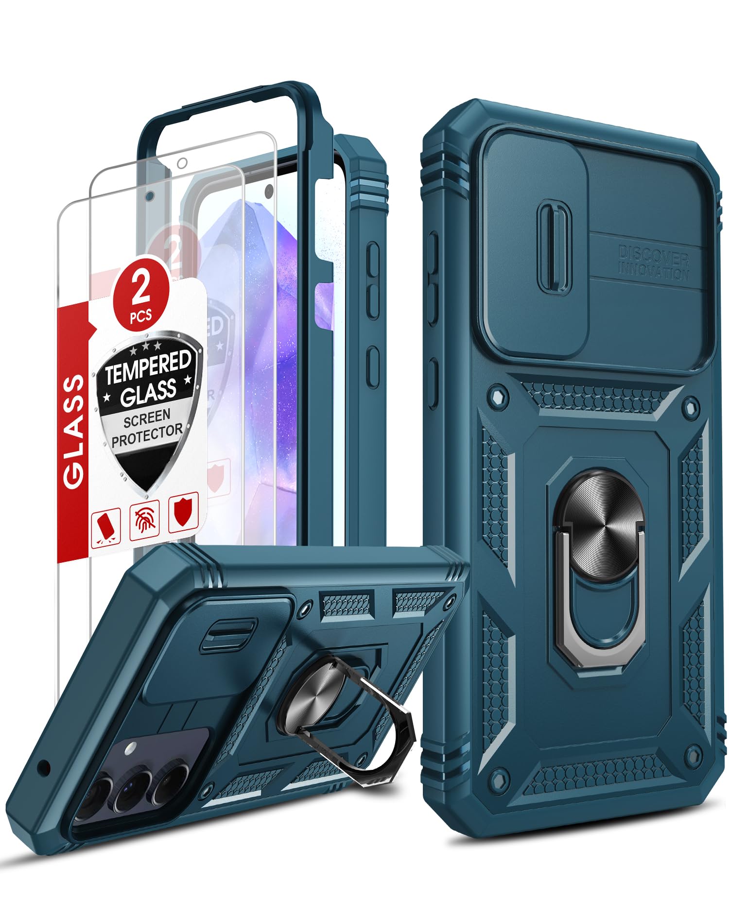 LeYi Funda para Samung Galaxy A55/A 55 5G con [2-Unidades] Cristal Vidrio Templado, Uso Rudo ...