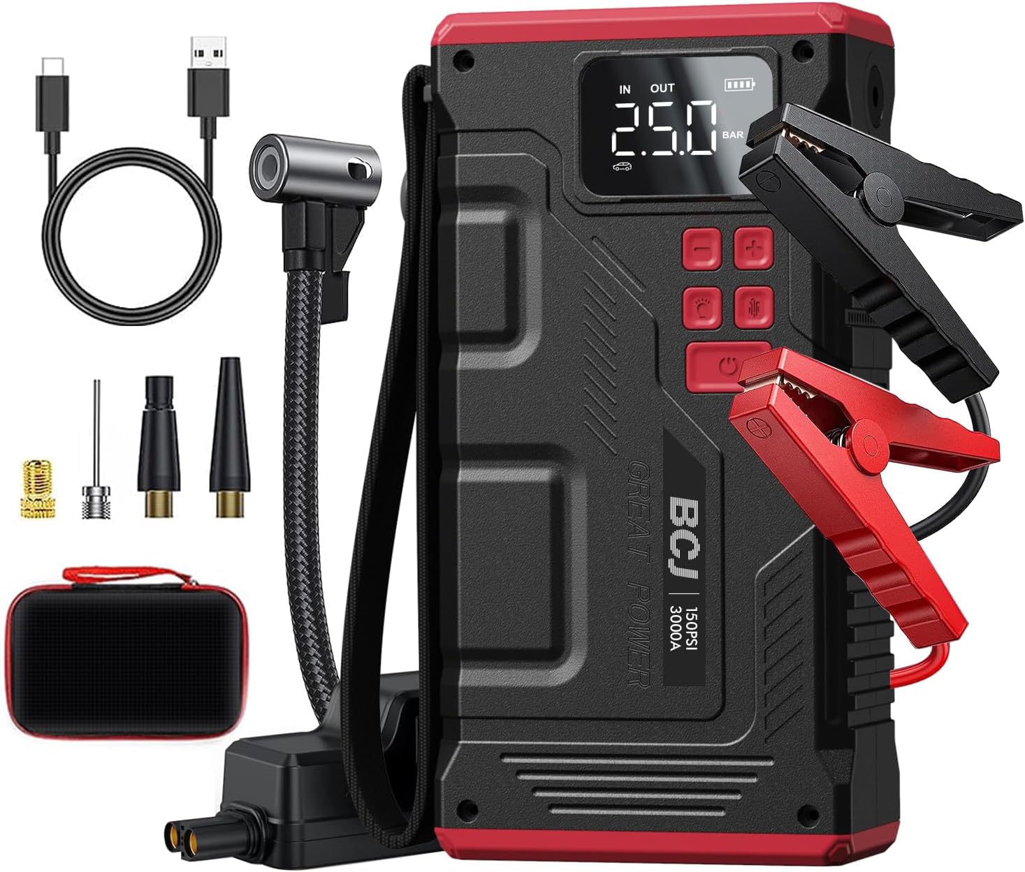 Amazon.com: NEXPOW Car Battery Jump Starter 3000A Peak with Air ...