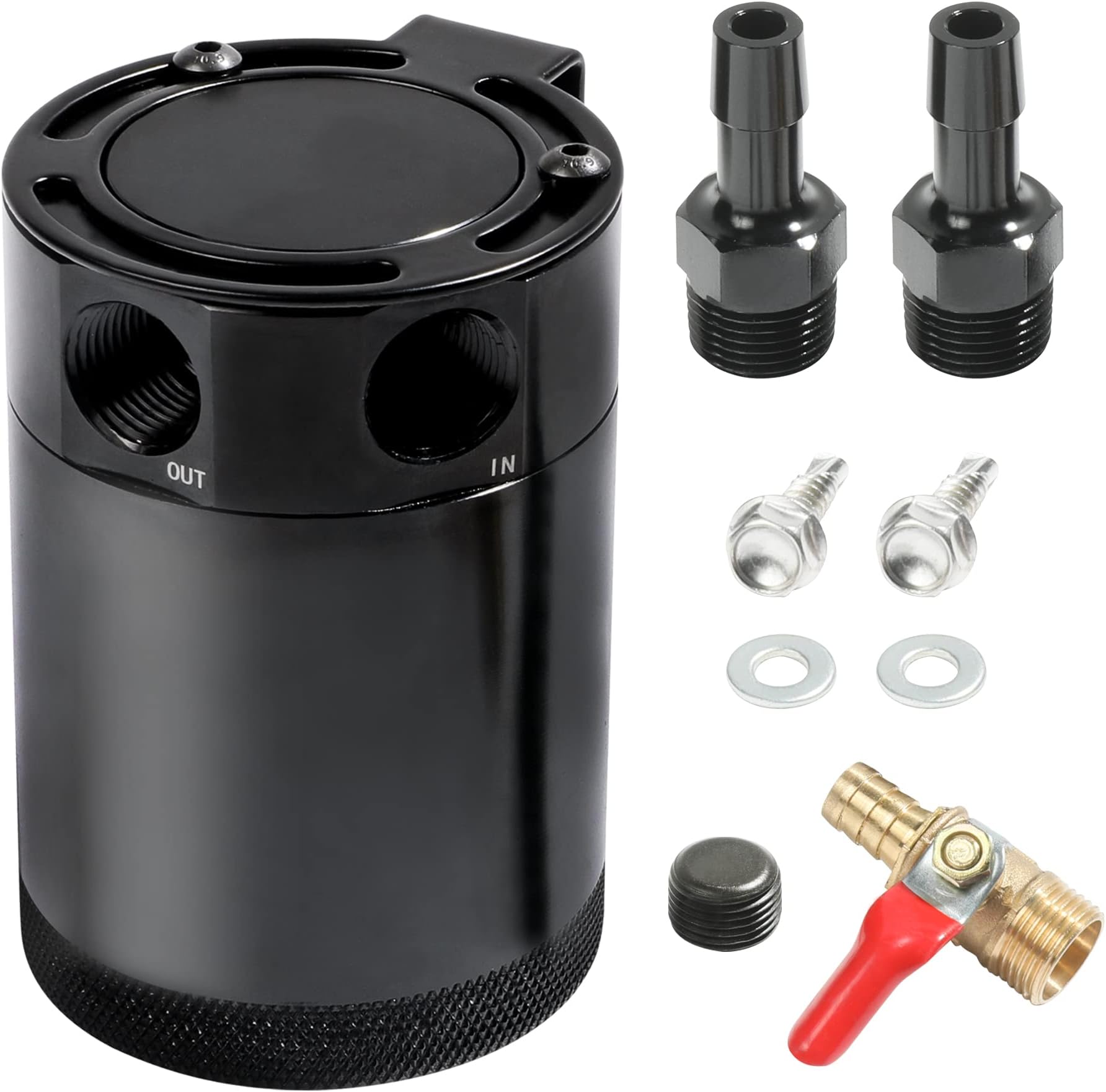 Amazon.com: AOCISKA Oil Catch Can with Drain Valve,2 Port Air Oil ...
