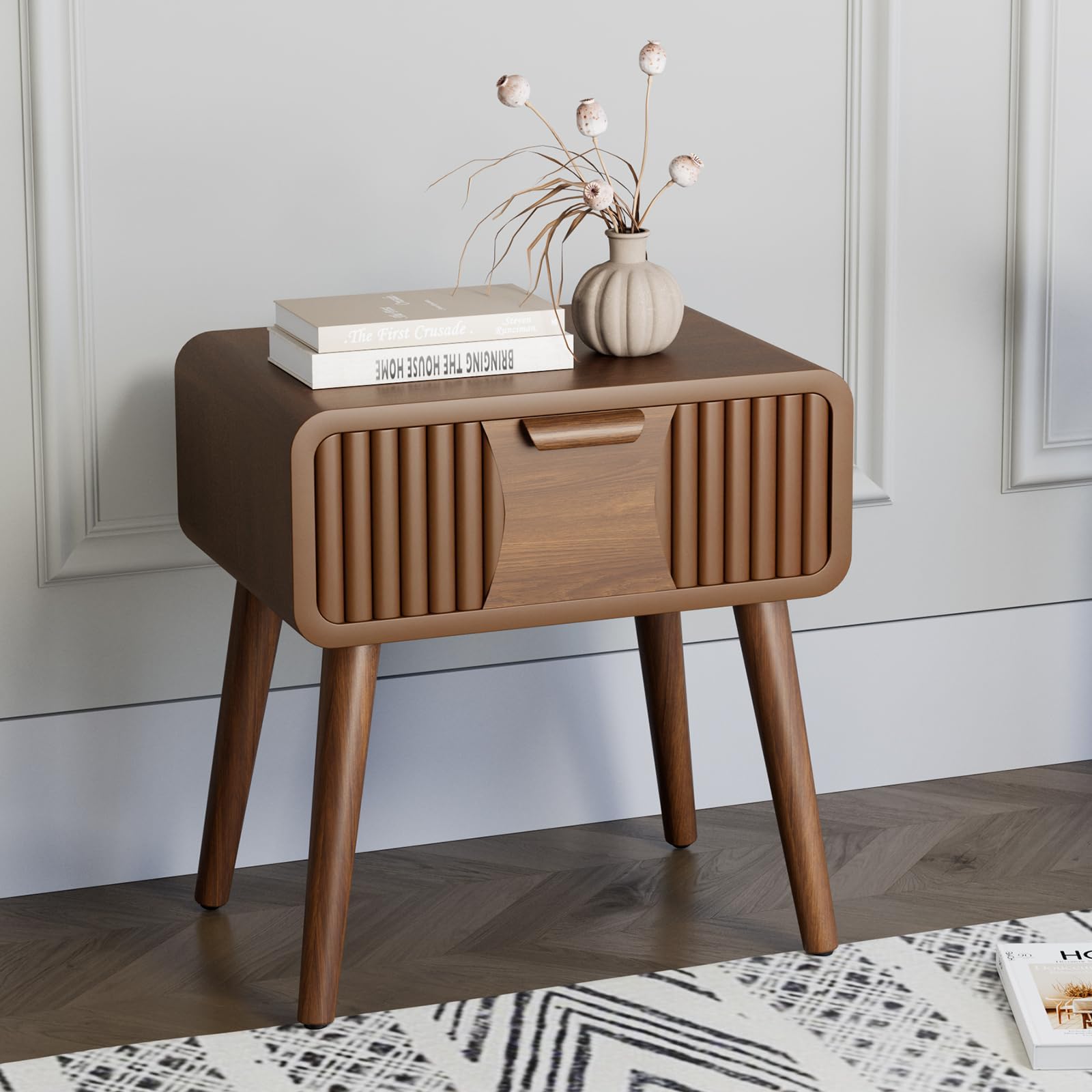 Amazon.com: HOMPUS End Table w Pattern, Nightstand w Storage Drawer ...