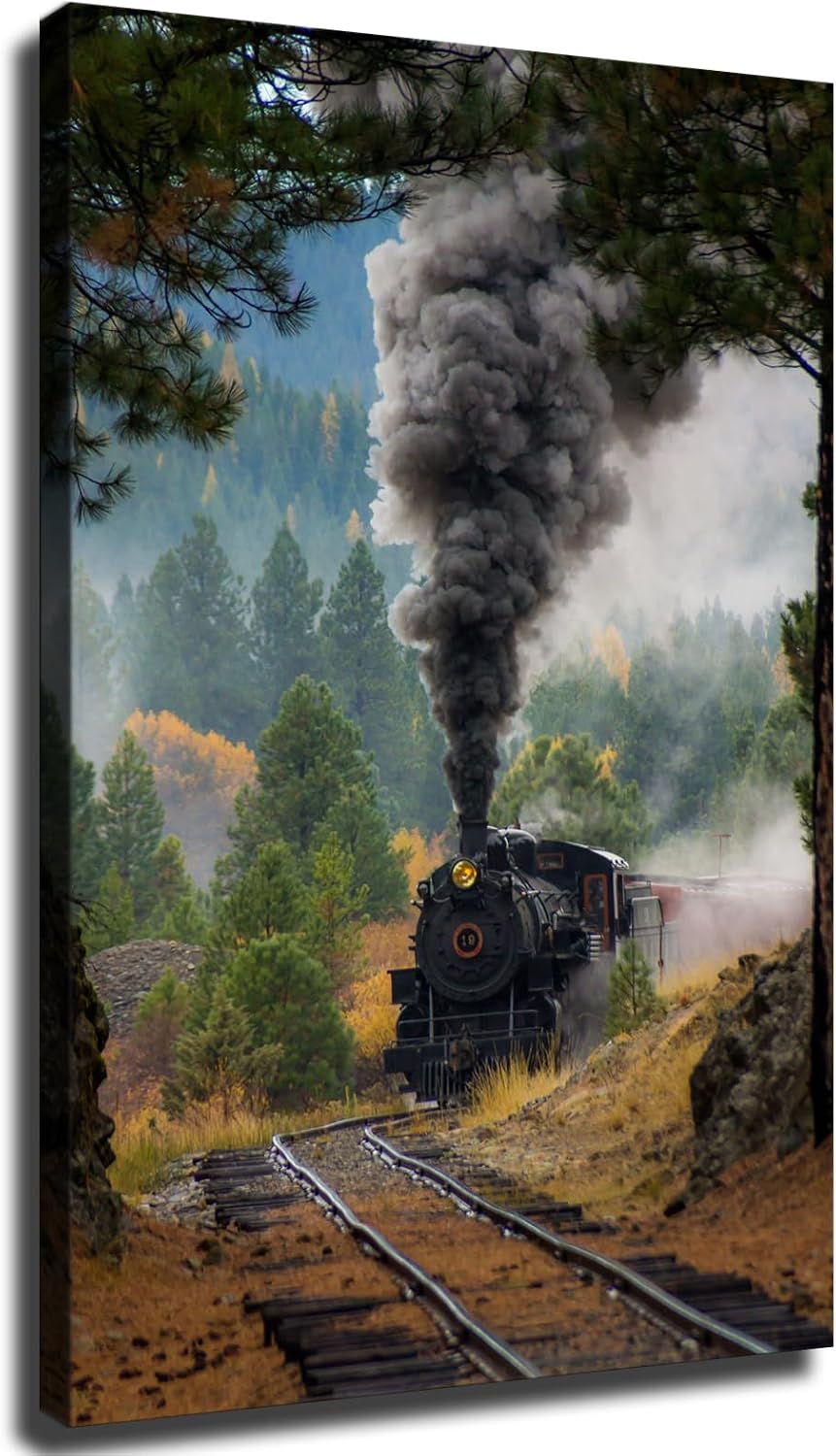Amazon.com: Landscape Train Track Canvas Art Poster and Wall Art ...