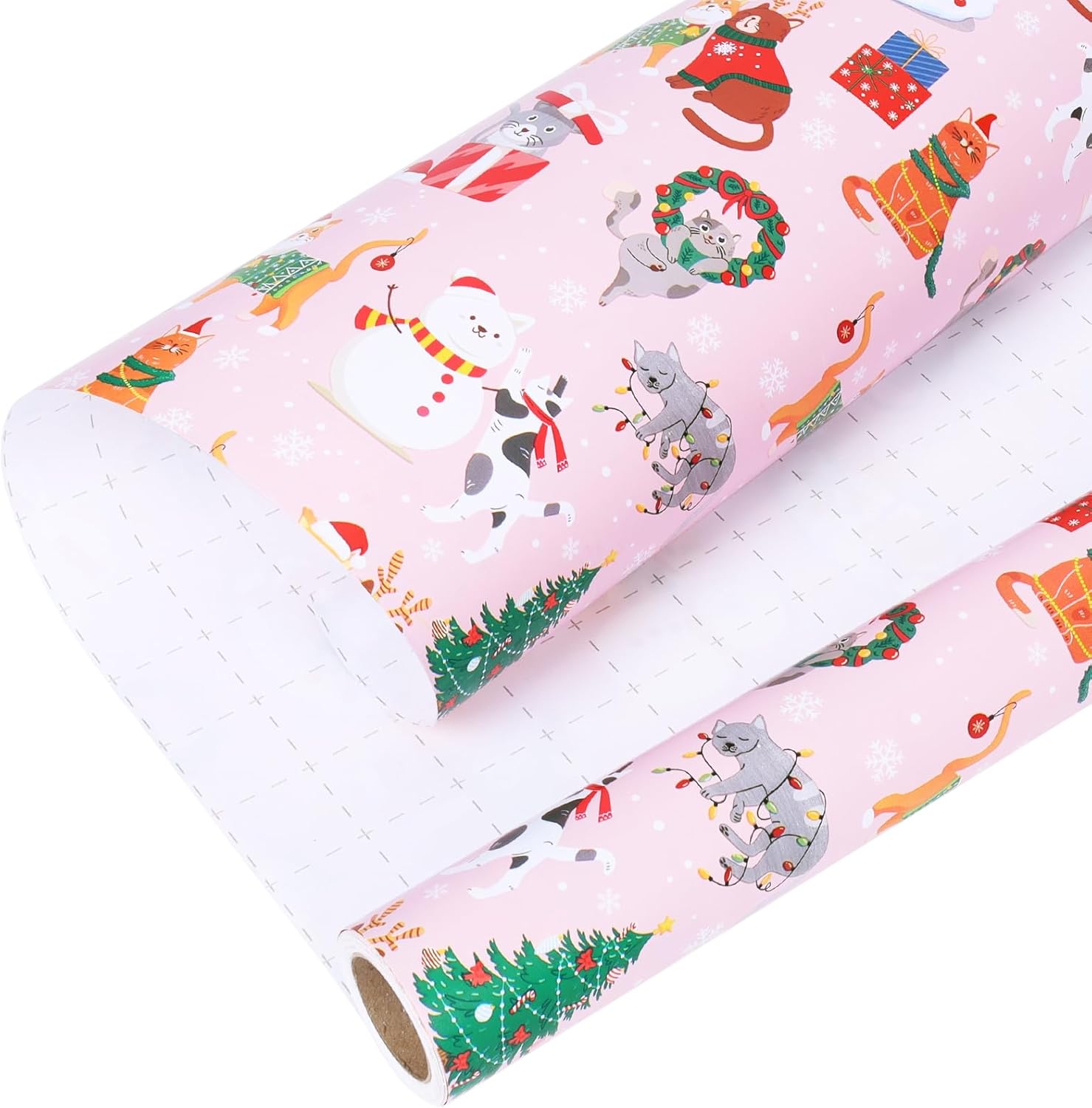 Amazon.com: LaRibbons Cat Christmas Wrapping Paper Roll – 17 inch x 33 ...
