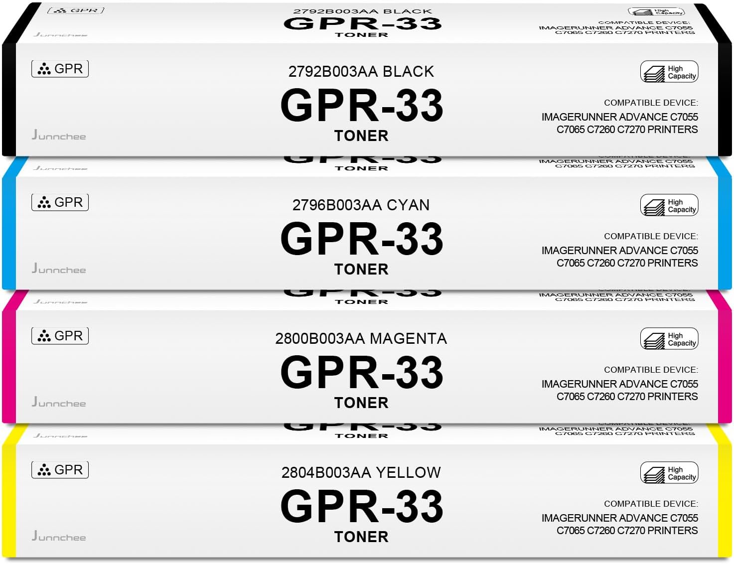 Amazon.com: GPR-33 Black Cyan Magenta Yellow Toner Cartridges Replacement for Canon GPR33 ...