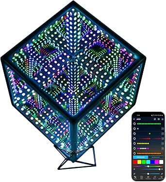 Heepulor Infinity Mirror Hyper Cube Table Lamp, Desk Art Night Light ...