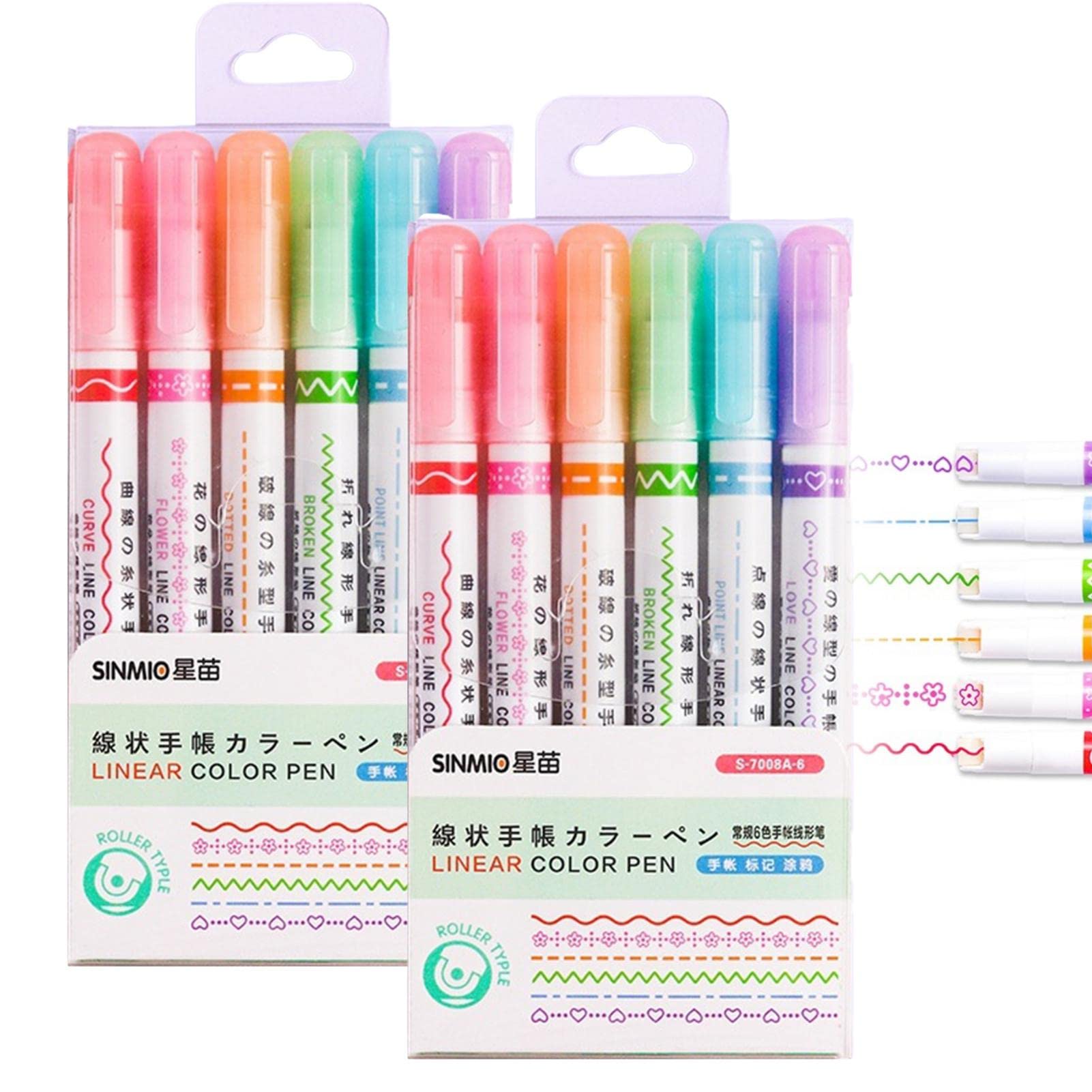 Buy 6/12 Pieces Curve Highlighter Pen Set, Colored Curved Pens with 6 ...