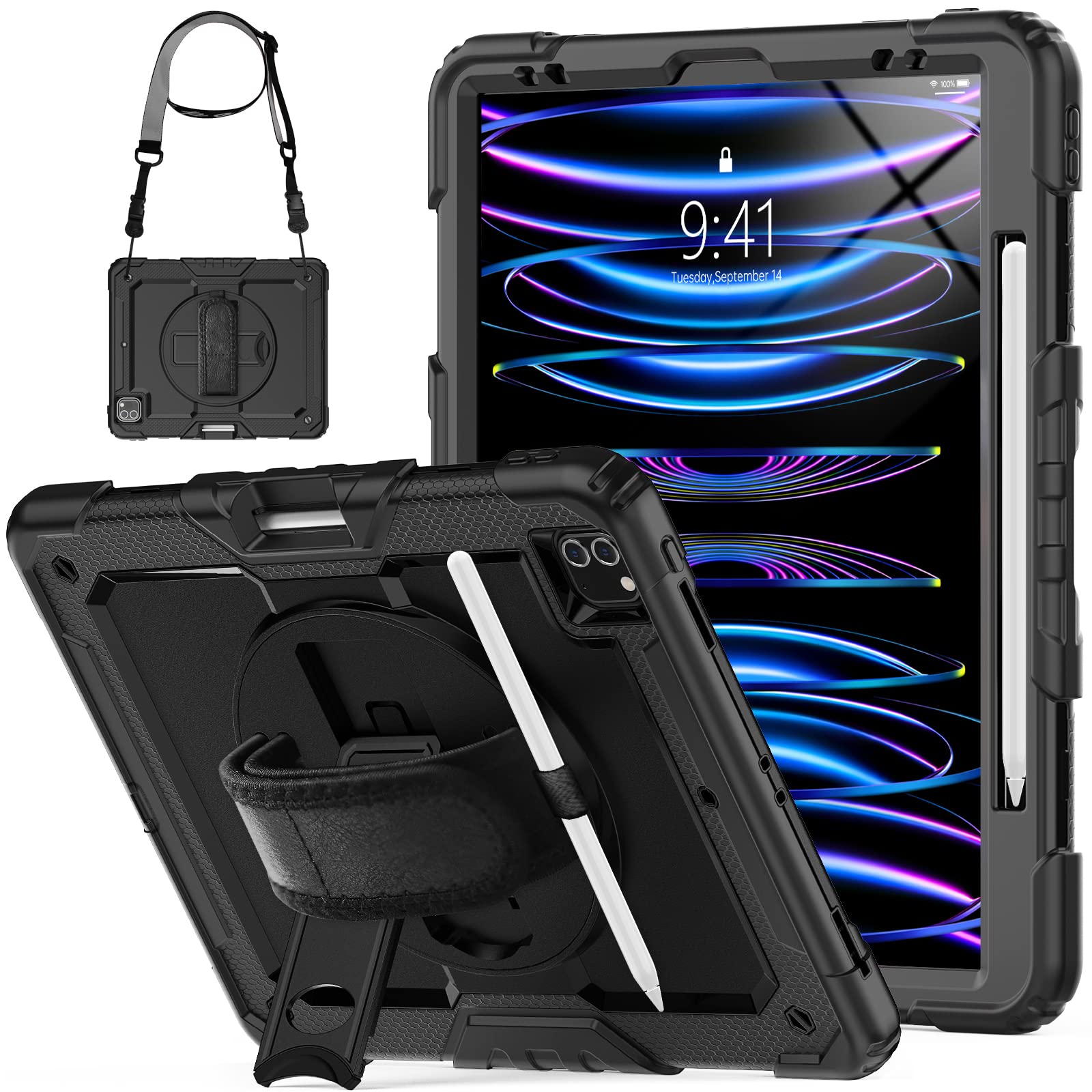 SEYMCY Case for iPad Pro 12.9 Case 2022/2021/2020/2018, Shockproof Case ...