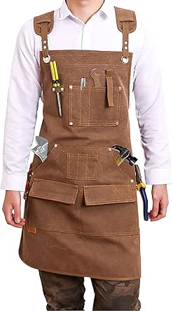 LYCN Woodwork Aprons for Men, Adjustable Cotton Canvas Apron with Tool ...