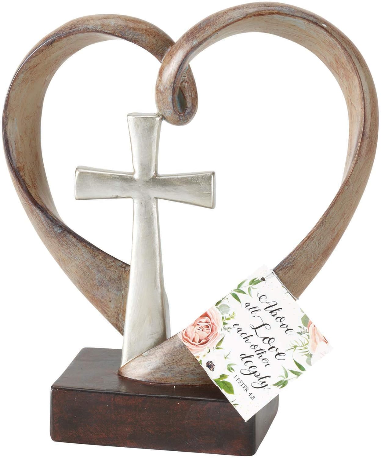 Amazon.com: Dicksons Love Each Other Silver Cross 4 x 8 Inch Resin ...