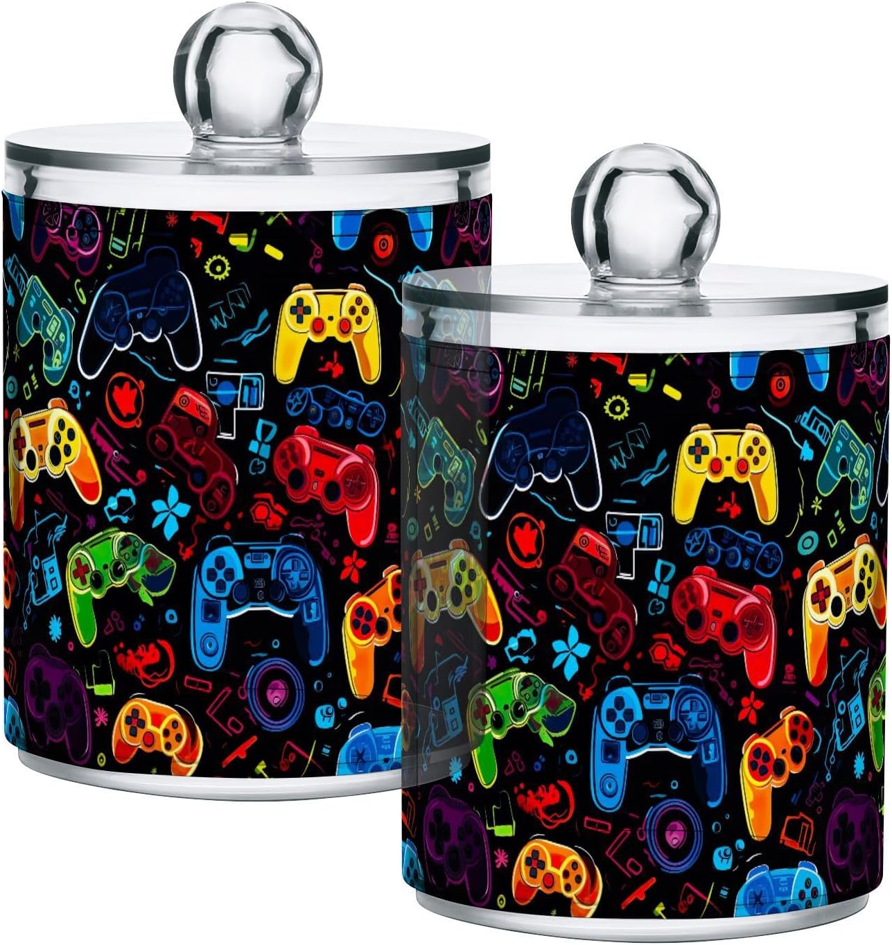 Amazon.com: 2 Pack Qtip Holder Dispenser with Lids, Funny Gaming ...