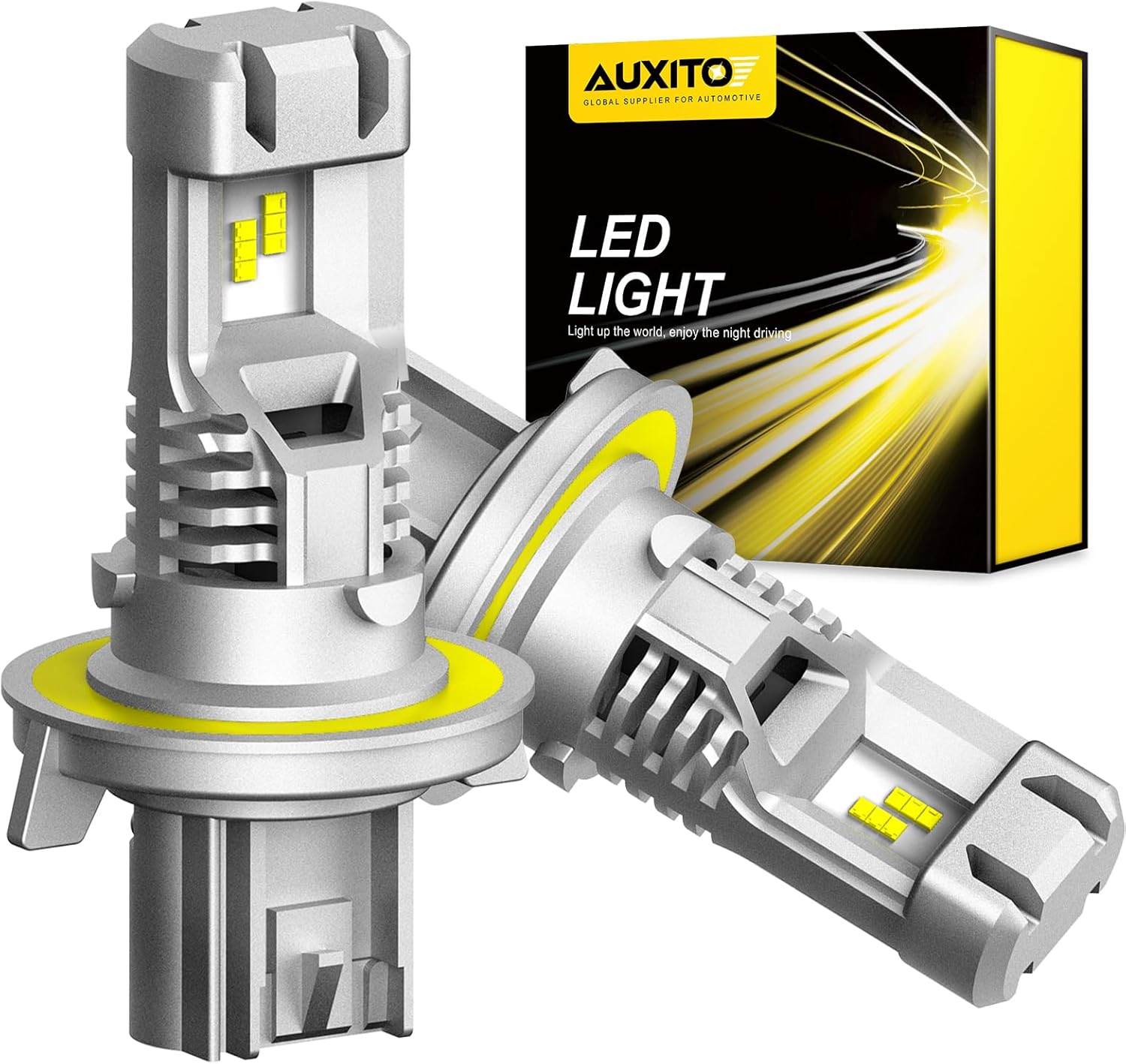 AUXITO H13/9008 LED Headlight Bulbs, 15000 LM Per Set 450% Brighter, 6500K Cool White, Wireless ...