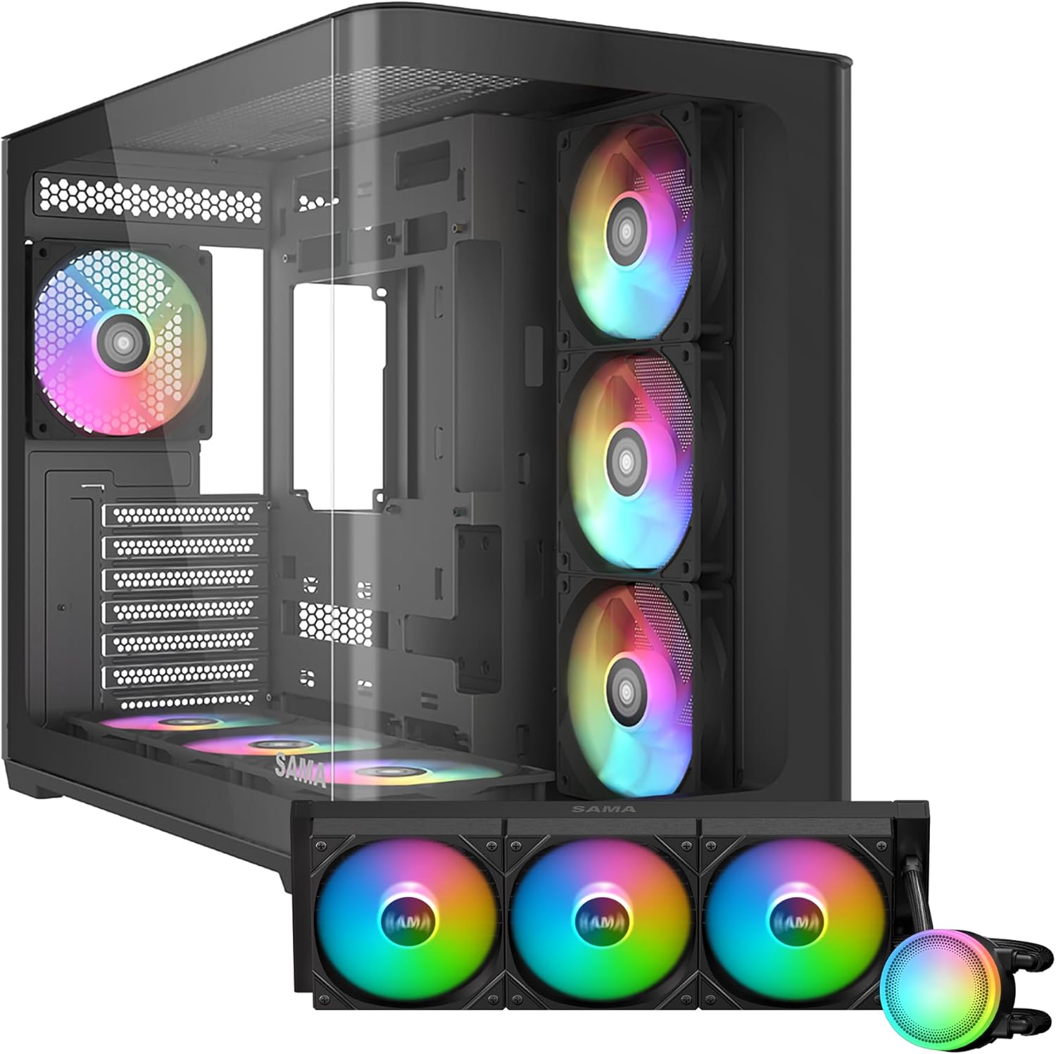 Amazon.com: SAMA V60 Mid-Tower PC Case & SAMA L60 CPU AIO Water Cooler ...