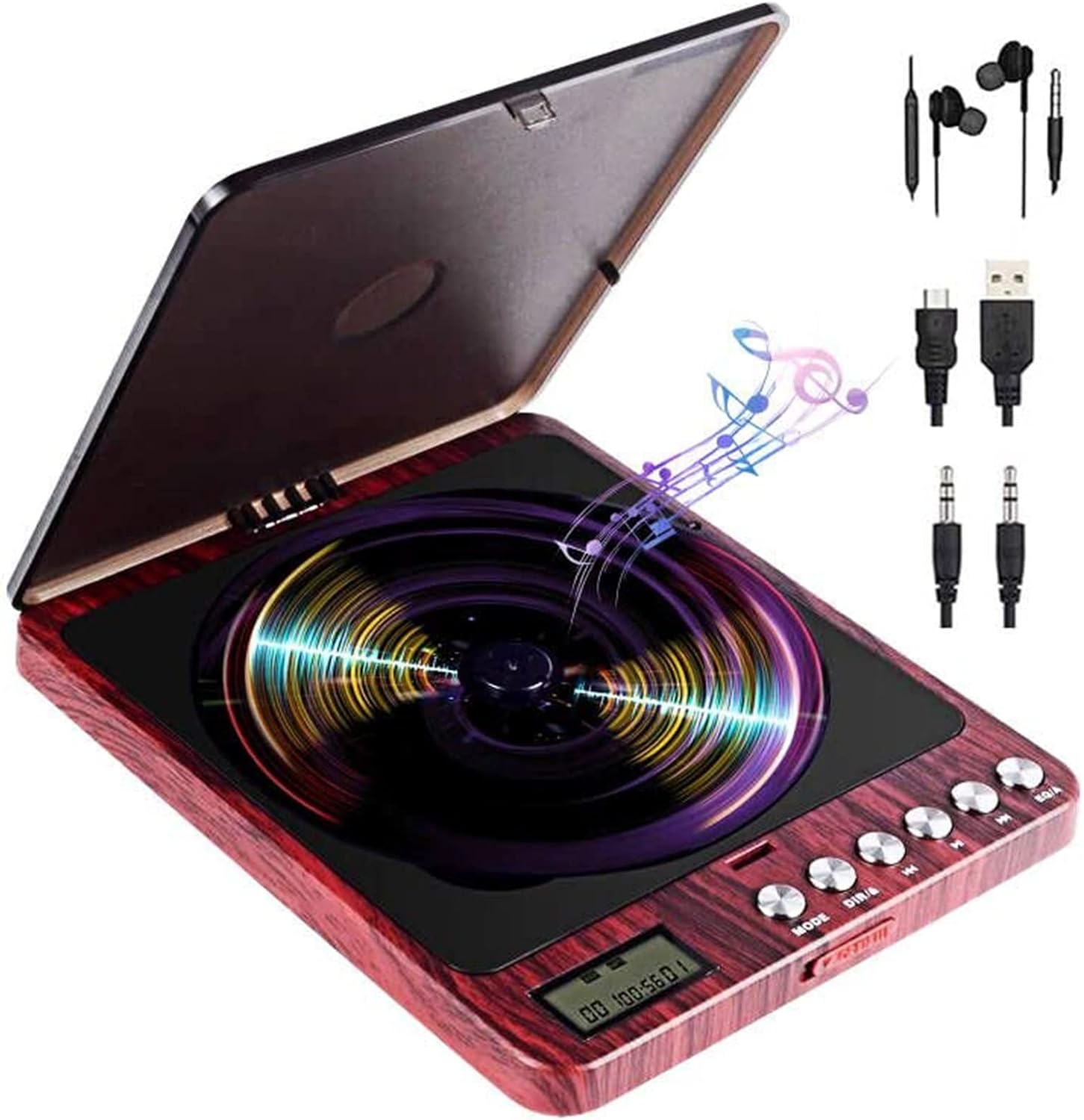 Portable CD Player with Headphones, Rechargeable Compact Disc Player ...