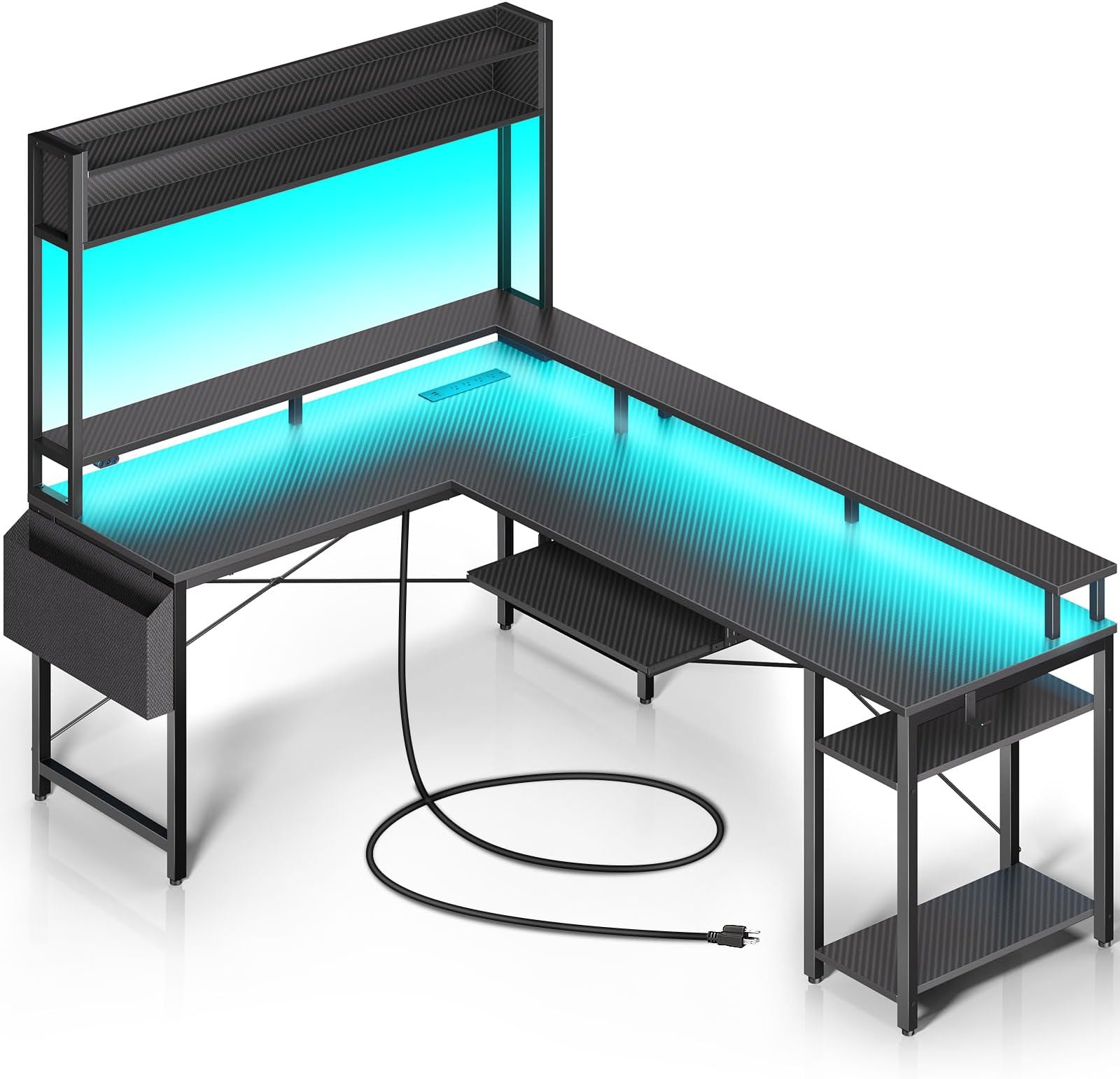Amazon.com: armocity L Shaped Gaming Desk with Monitor Stand and ...
