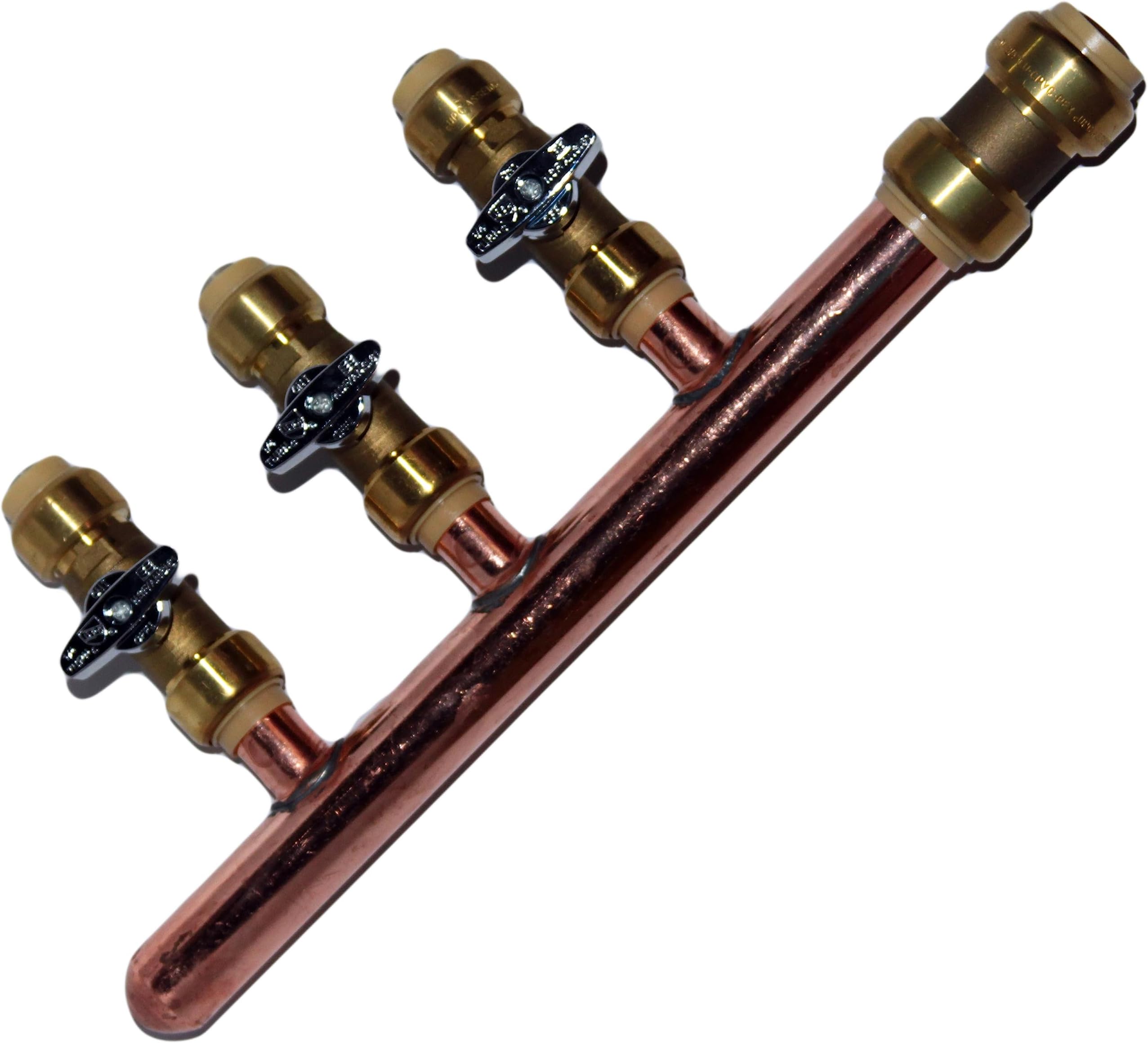 Amazon.com: Push Fit PEX Manifold 3/4 Male 1/2 Ball Valve with PUSH FIT ...