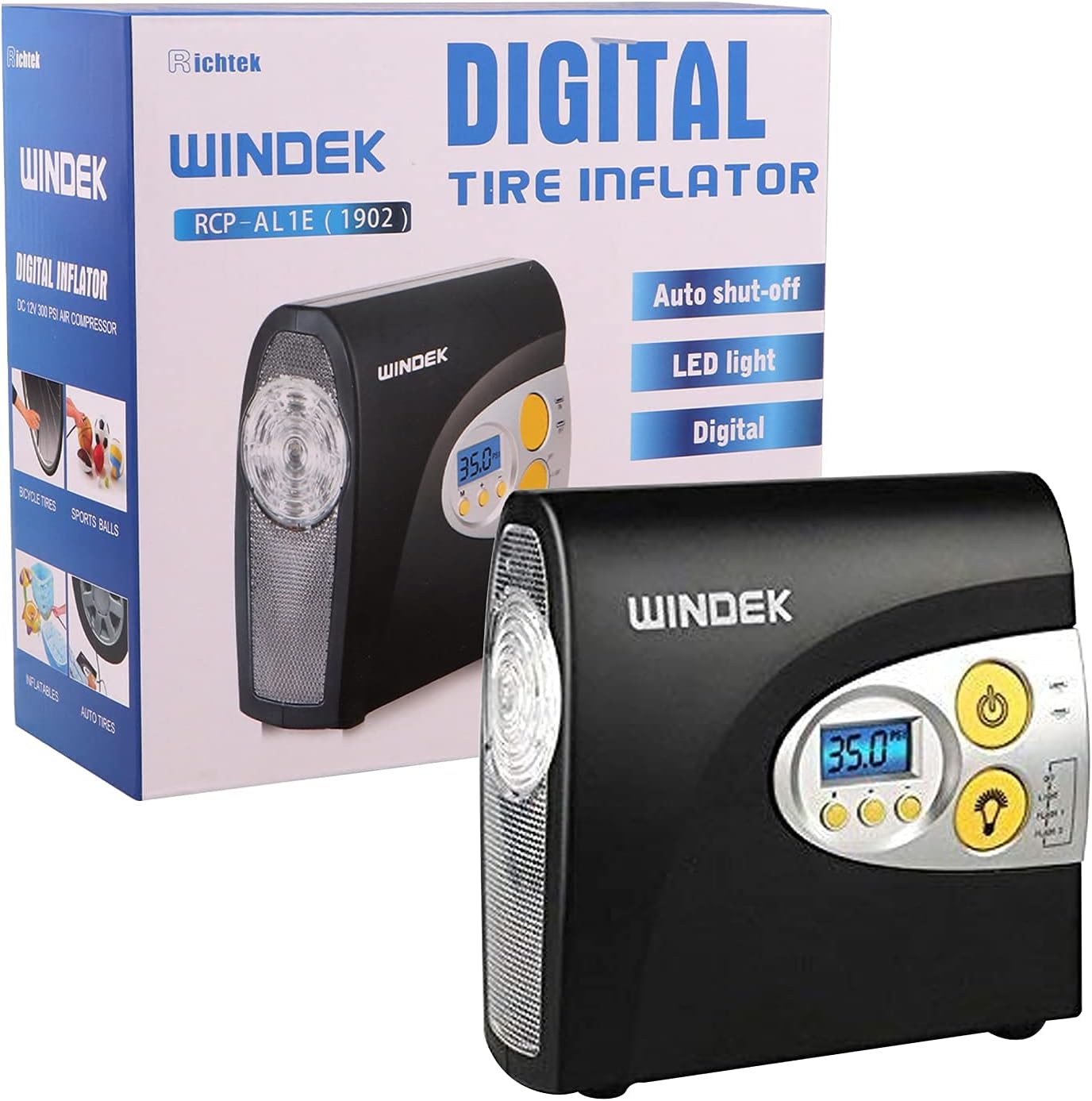 Windek 1902 Digital Tyre Inflator Portable & Easy to Operate Tire Air ...
