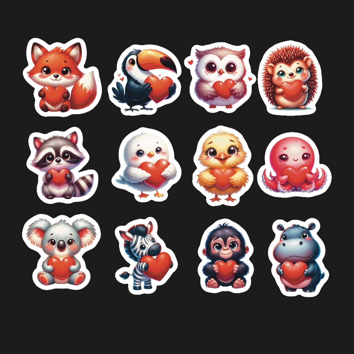 Amazon.com: Valentine Exotic Animal Stickers. Set of 24 Stickers (2 ...