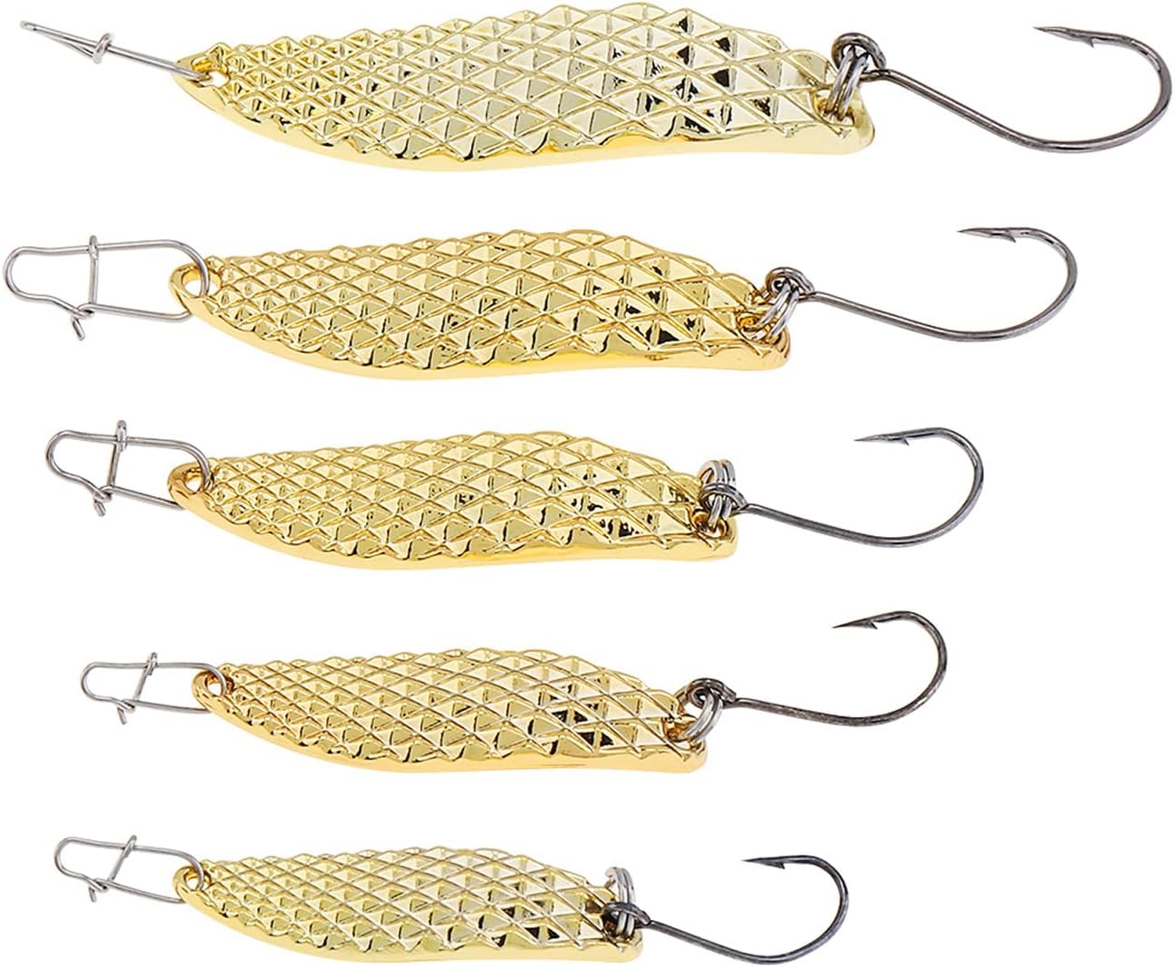 Amazon.com : OriGlam 5pcs Metal Fishing Lures Spoon Spinner Baits, Hard ...