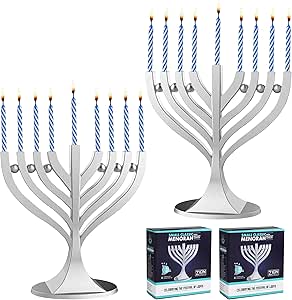 Amazon.com: Zion Judaica Mini Silver Menorah with 44 Birthday Candles ...