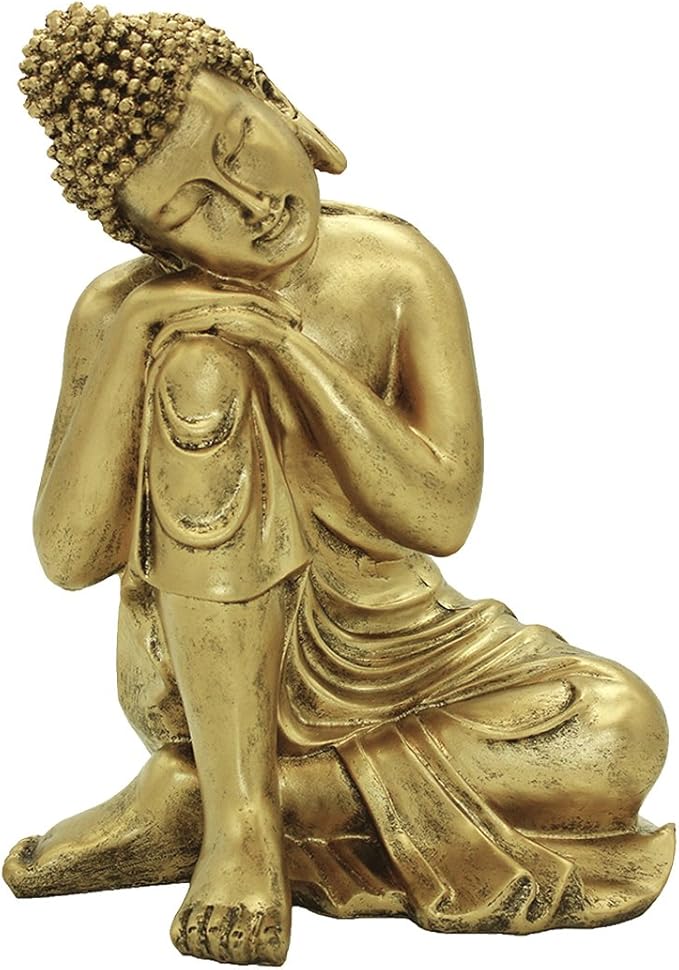 Amazon.com: BRABUD Resin 10.63"(H) Napping Indian Buddha Statue Gold ...