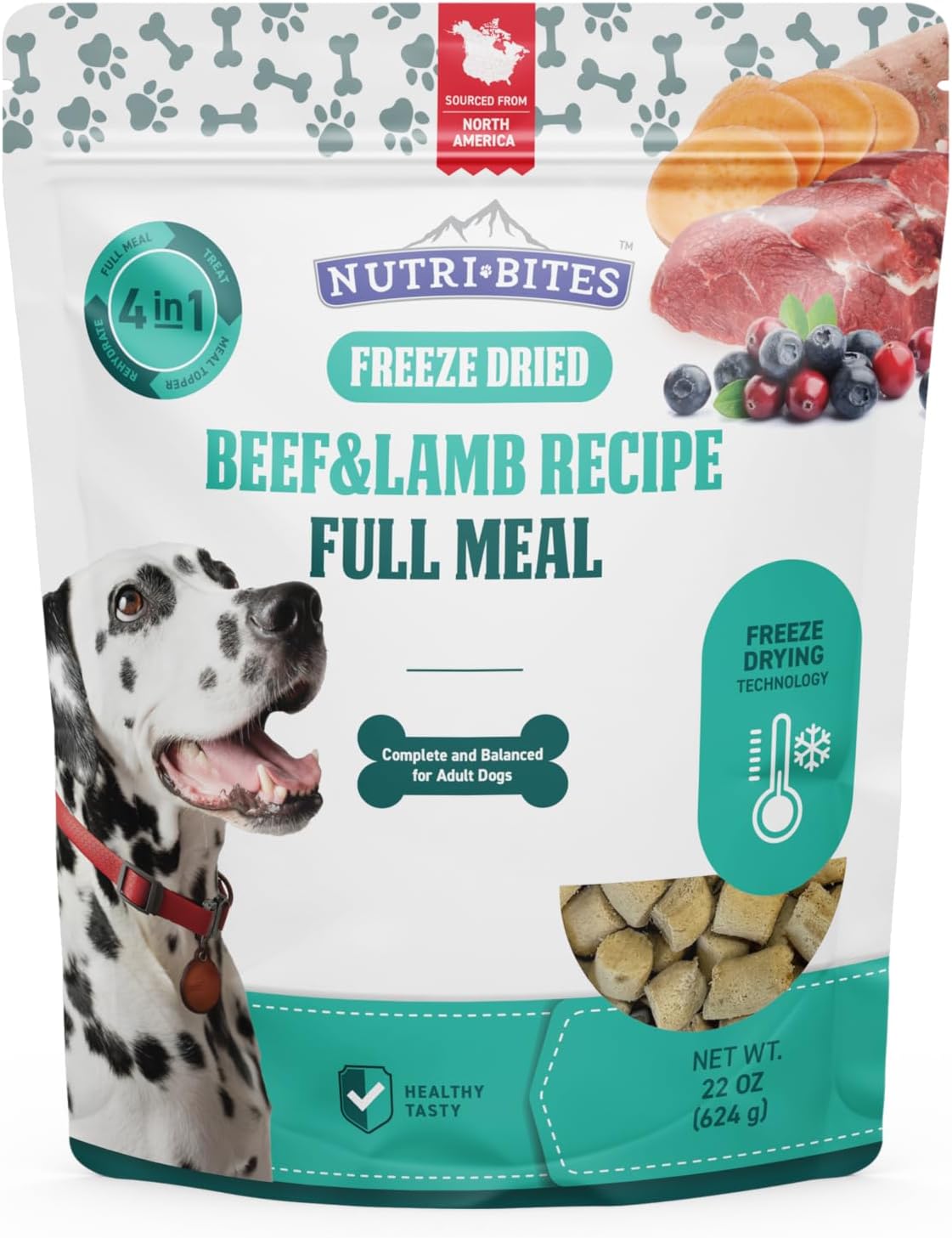 Nutri Bites Freeze Dried Dog Food Full Meal, Beef & Lamb Recipe 22 oz ...