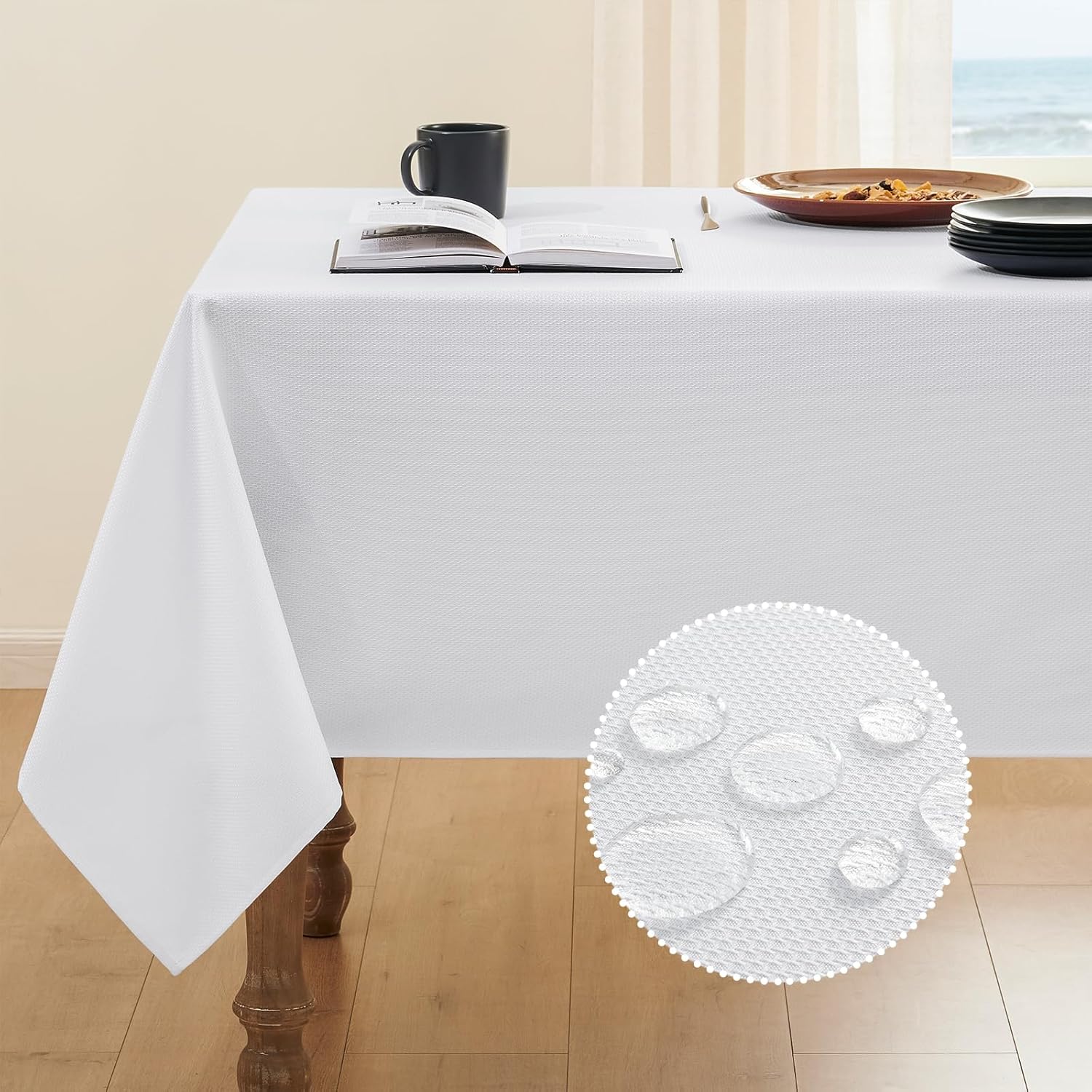 Amazon.com: Veblandy Textured Tablecloth Rectangle Waterproof Table ...
