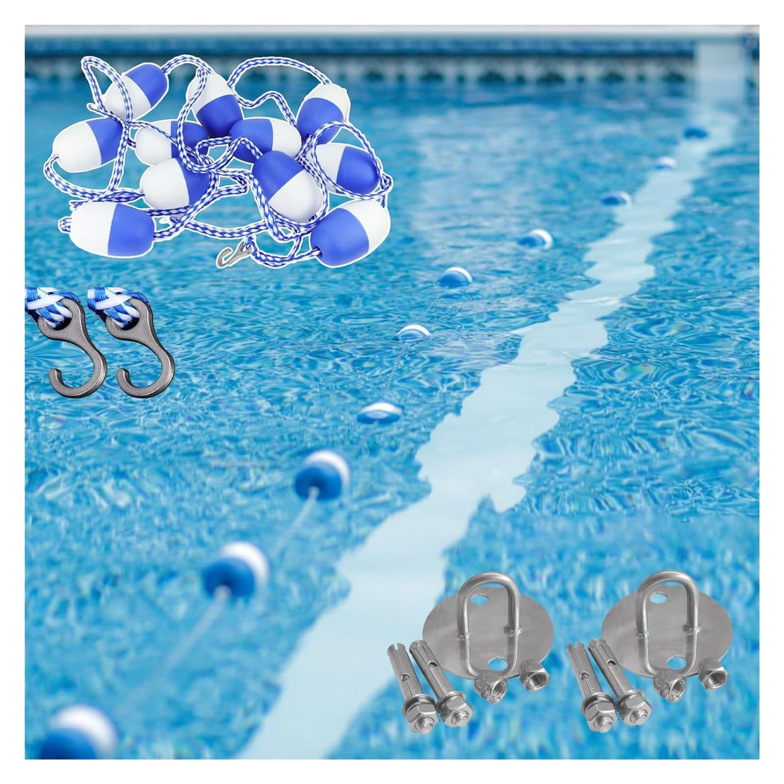 Floating Pool Rope 35ft Pool Safety Rope With Floats - Adjustable Lane ...