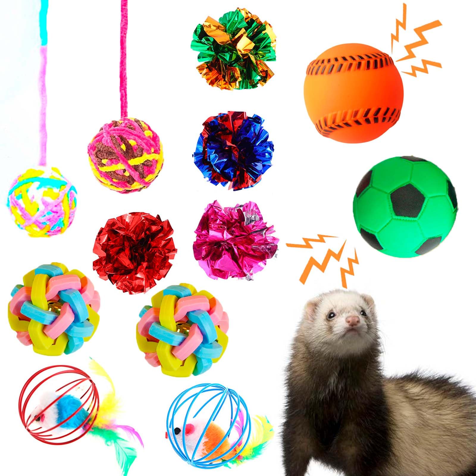Amazon.com : Fejapa 12 pcs Ferret Squeaky Toys Balls Squeaker Toys ...