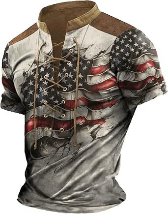MARSVOVO Tactical Shirt for Men Vintage Tactical Military Us Flag Print ...