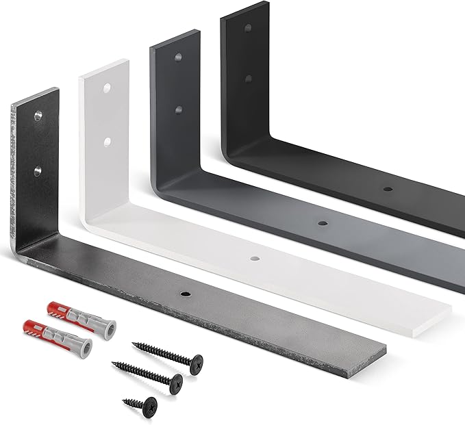 HOLZBRINK Metalen planksteun, wandplanksteun, doe-het-zelfplank, Zwart ...