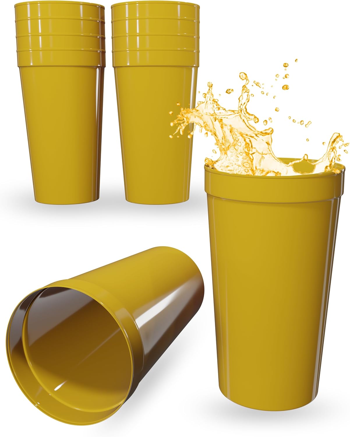 Amazon.com: PartyPrints 10 Pack 32 Oz Yellow Reusable Blank Plastic ...