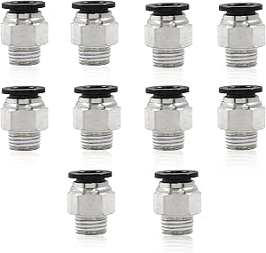 Moicstiy 10 Pack Push to Connect Tube Fittings Pneumatic Male Straight Release Connectors Tube ...