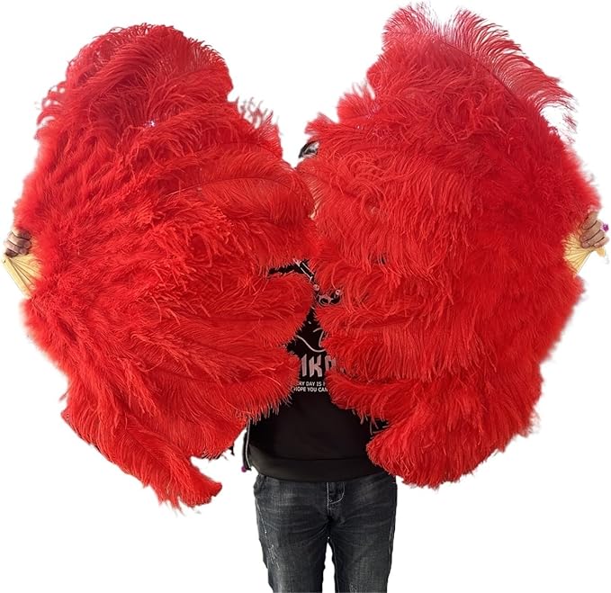 Amazon.com: MYSXSWHL Feather Fan 90CM Ostrich Feathers Fan 13Bone Stage ...