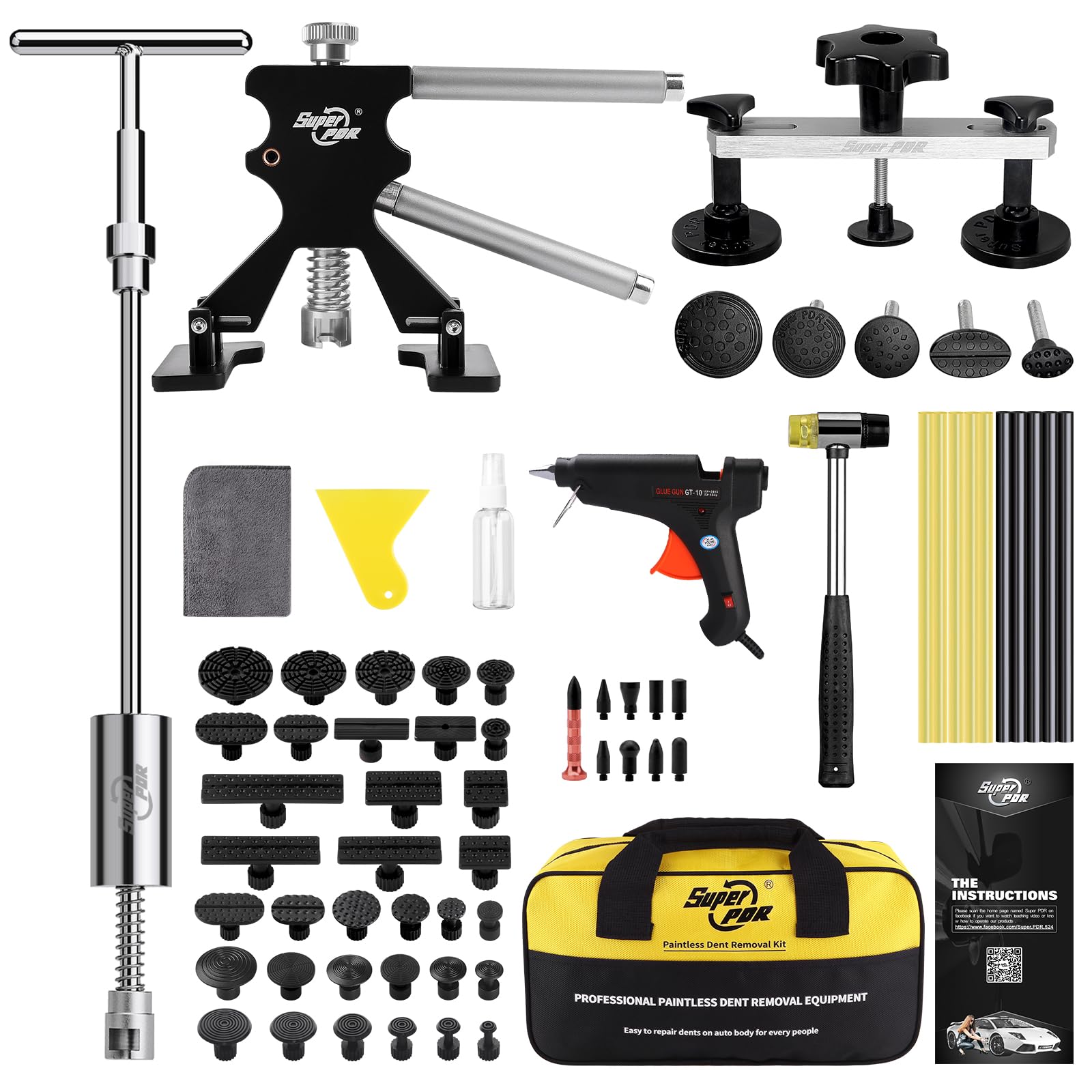Super PDR Car Dent Puller Kit 75pcs, Paintless Dent Repair Kit with ...