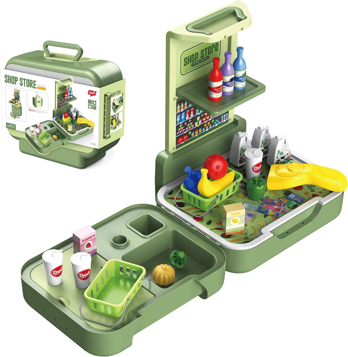 Amazon.com: QEEHIR Supermarket Playset for Kids,41 PCS Kids Store ...