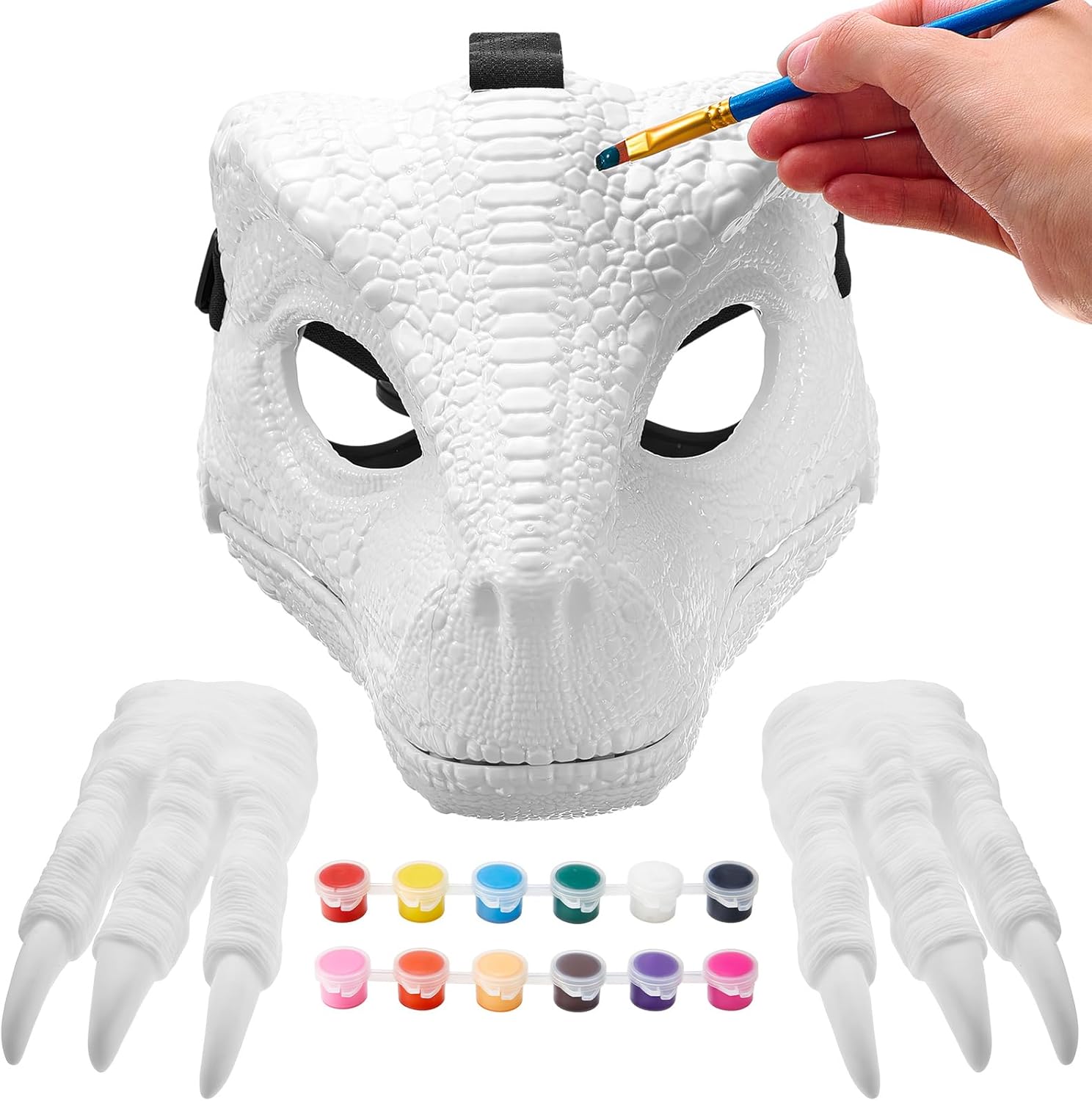 Amazon.com: Seenelling 1 Set Hard Plastic Dinosaur Mask with Claws ...