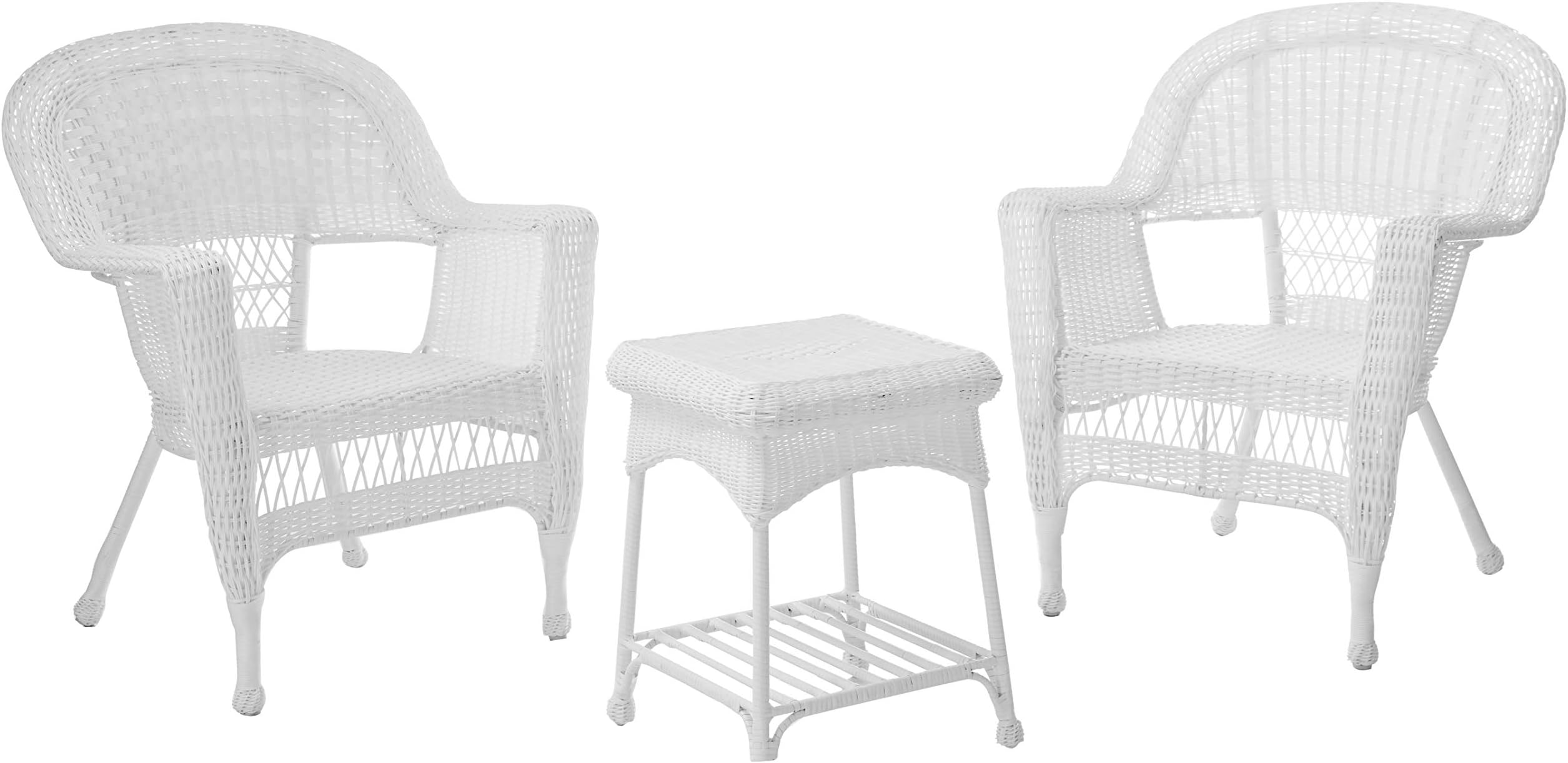 Amazon.com: Jeco 3 Piece Rocker Wicker Chair Set, White : Patio, Lawn ...