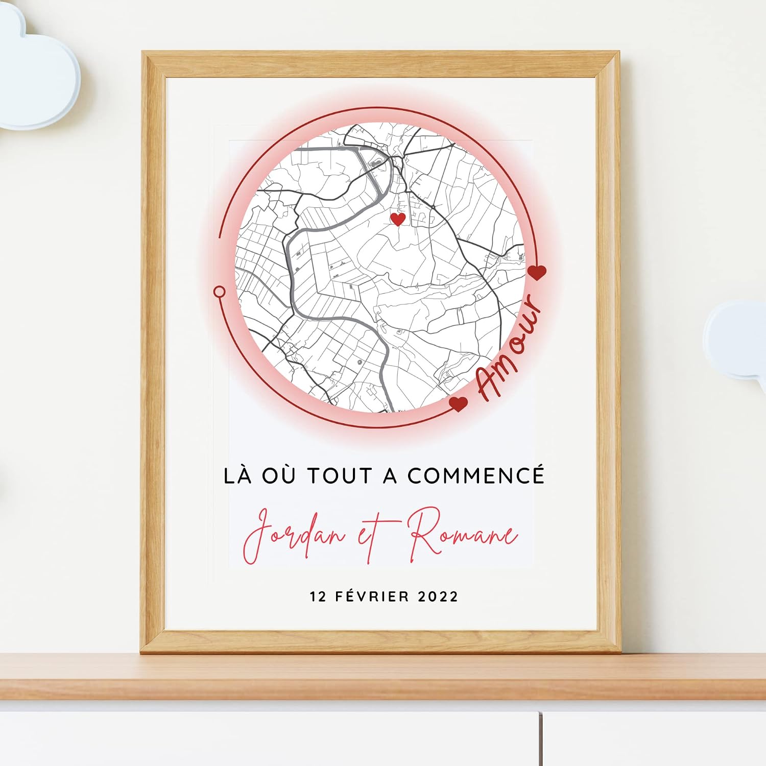 Affiche personnalisée lieu de rencontre couple - Cadeau couple Homme ...