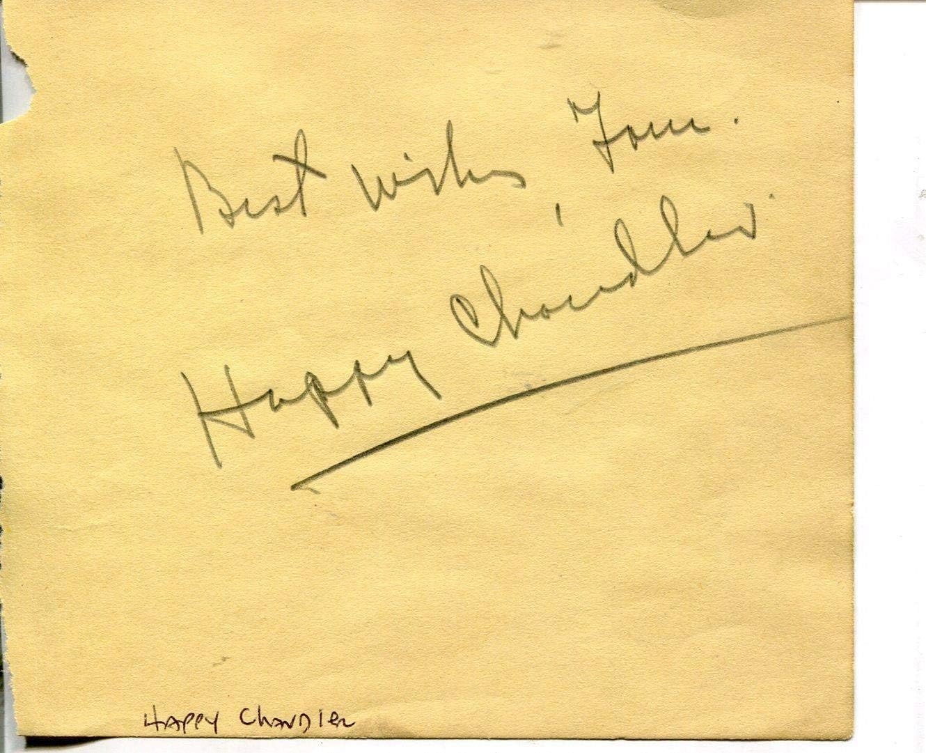Happy Chandler Baseball Commissioner/Senator/Governor Signed Card ...