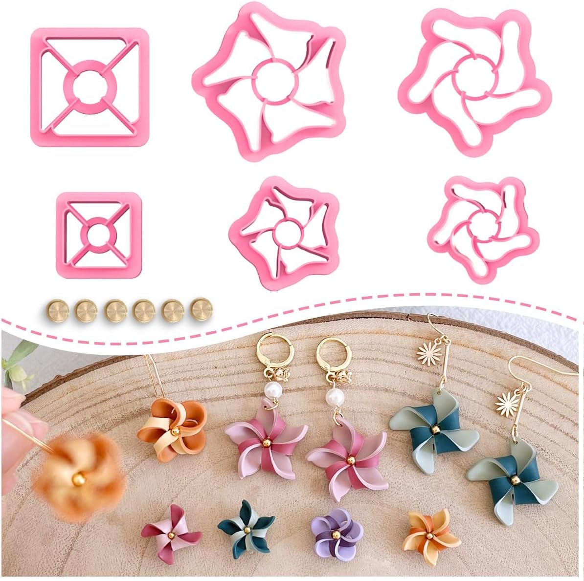 Amazon.com: KEOKER Pinwheel Polymer Clay Cutters, Spring Polymer Clay ...