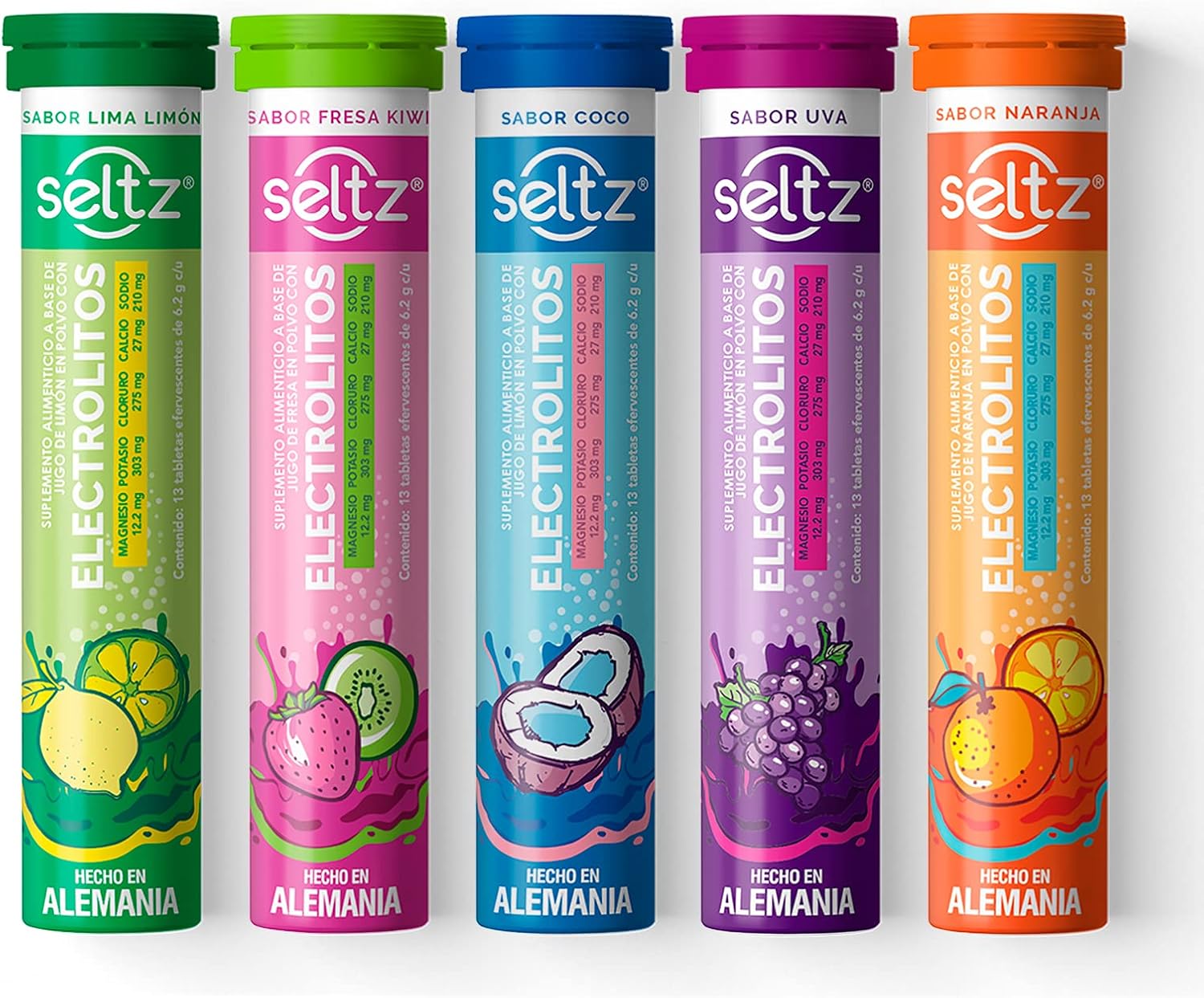 5-pack SELTZ Electrolitos Sabores surtidos, 13 tabletas efervecentes en ...