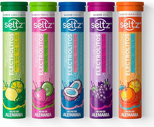 5-pack SELTZ Electrolitos Sabores surtidos, 13 tabletas efervecentes en ...