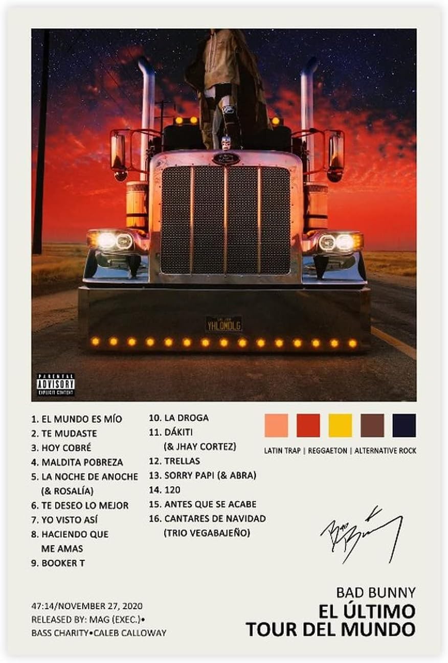 Amazon.com: TOBIANG El Último Tour Del Mundo Music Album Cover Signed ...