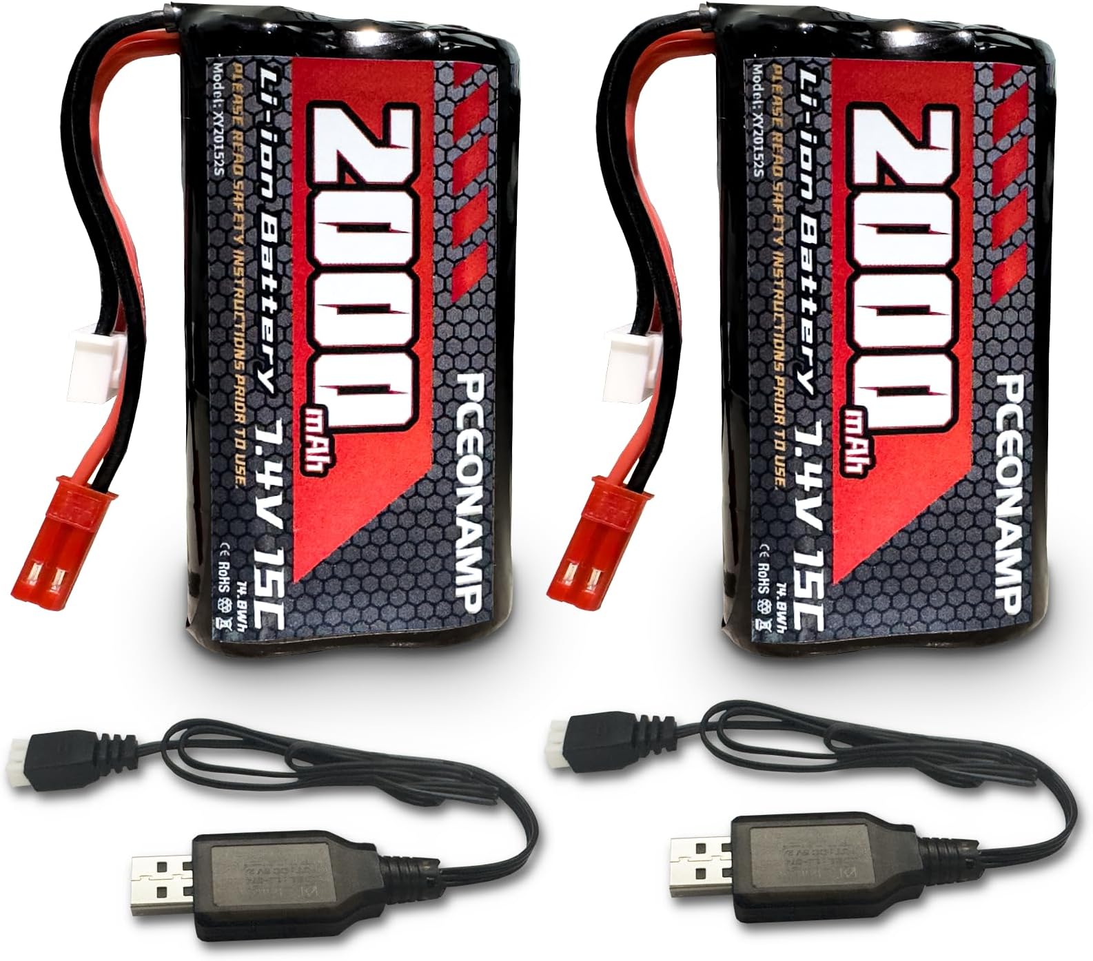 Amazon.com: URGENEX 2000mAh 7.4 V Li-ion Battery with JST Plug 2S ...