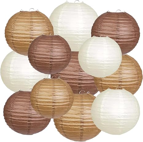 Amazon.com: prxififeq Brown,Cream,Tan Paper Lanterns 12 Pack, Hanging ...